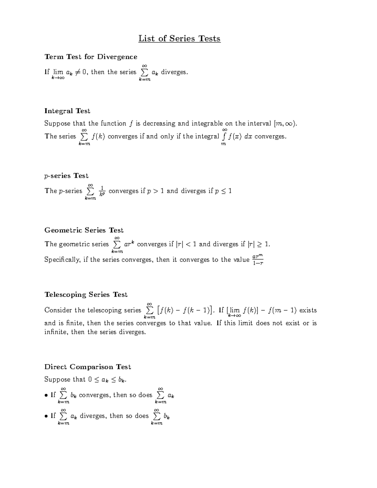 List of Series Tests - marco rainho - List of Series Tests Term Test ...