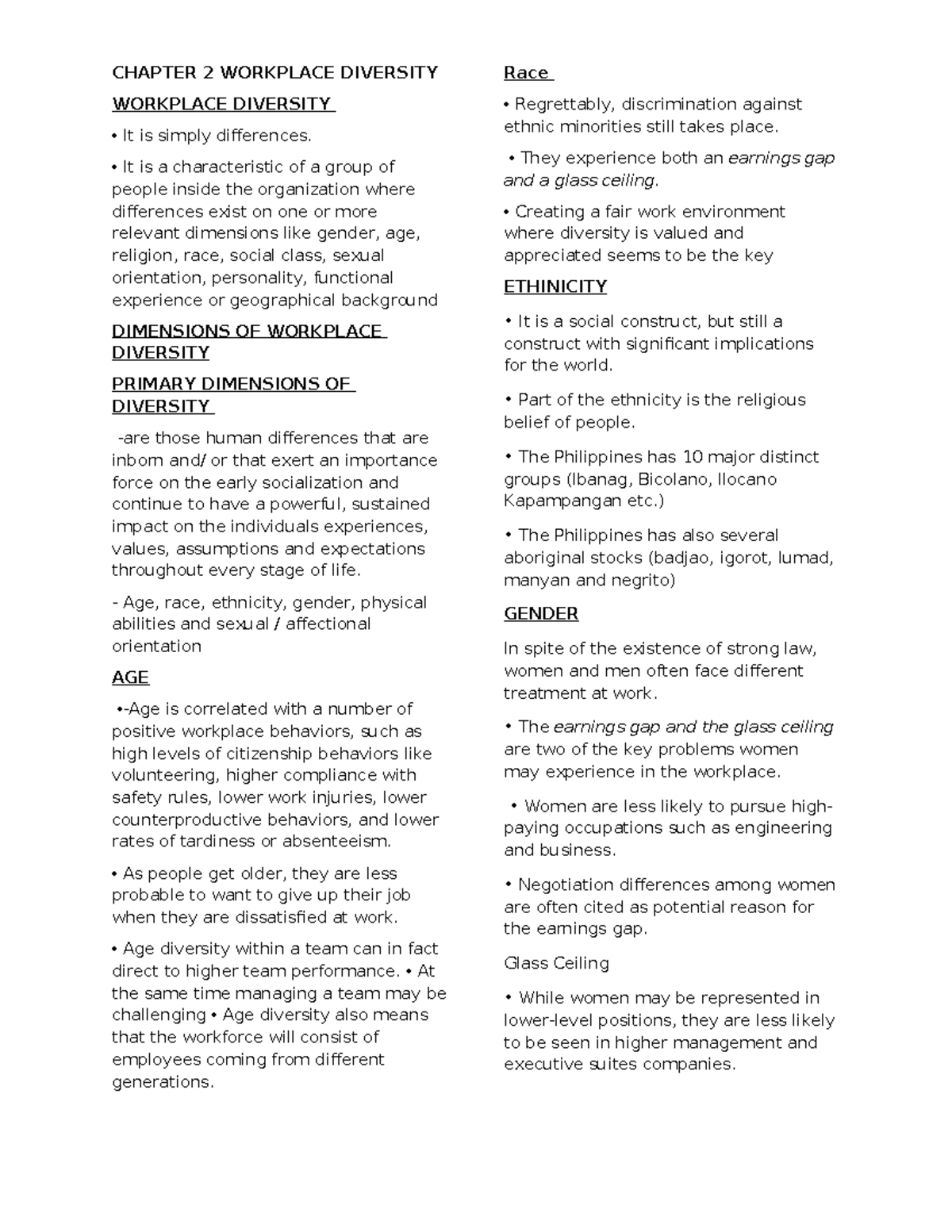 Chapter 2 Workplace Diversity - CHAPTER 2 WORKPLACE DIVERSITY WORKPLACE ...