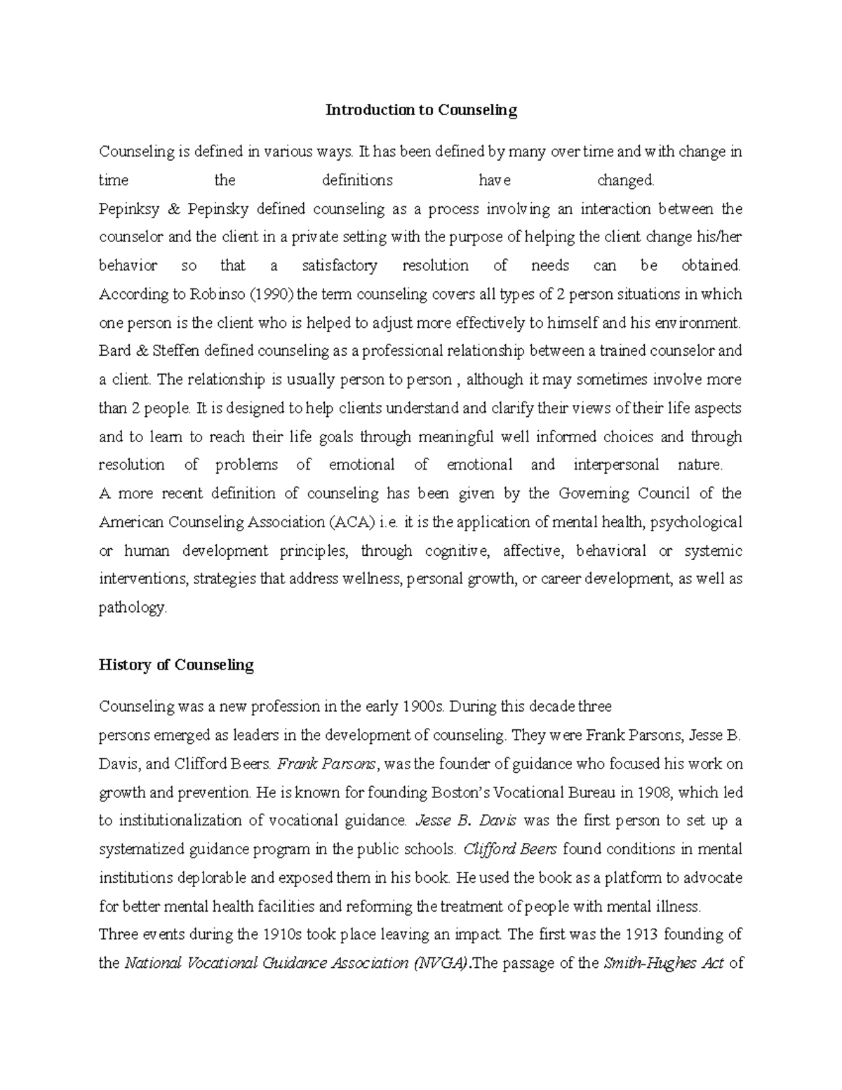 Counselling 1 - Introduction to Counseling Counseling is defined in ...