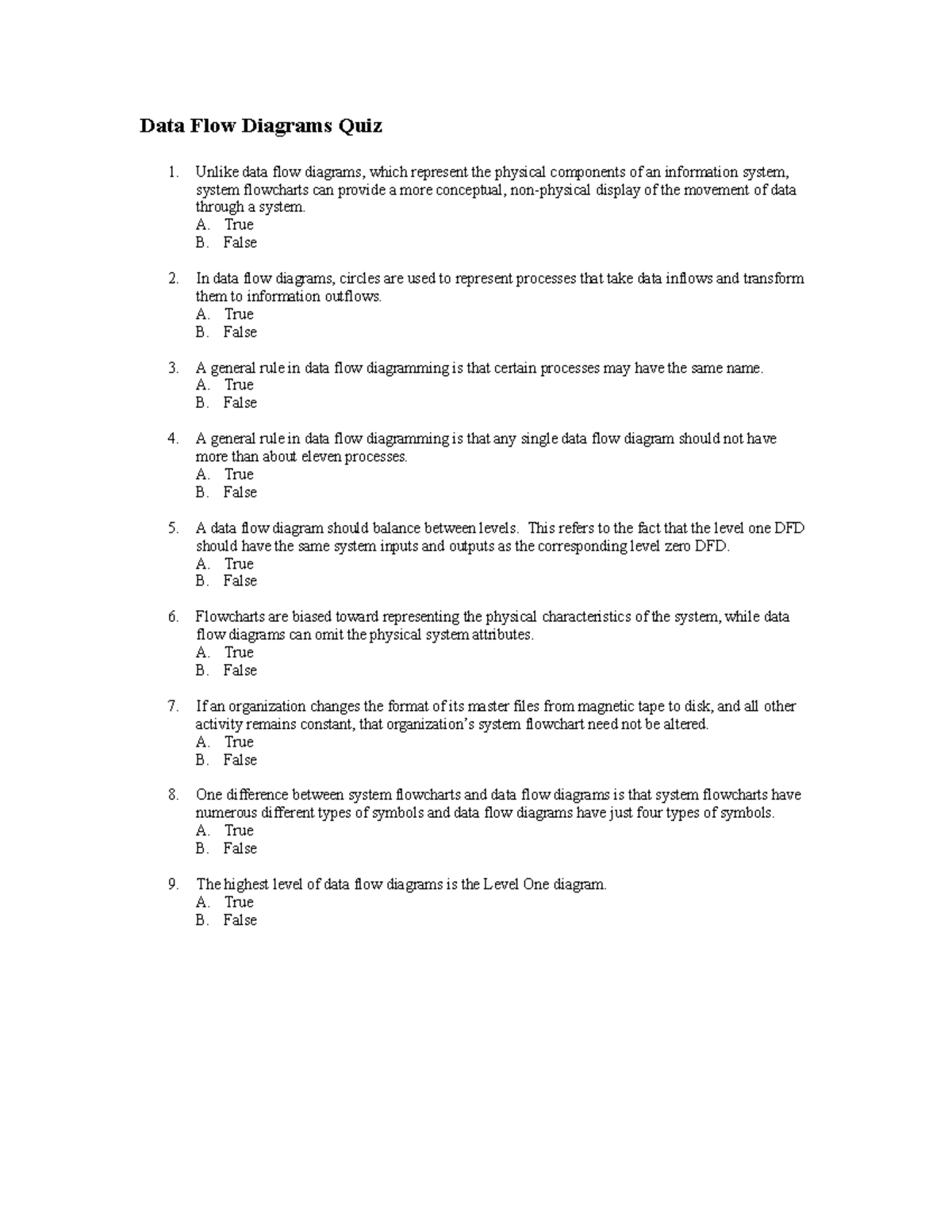 Quiz 1 19 November 2020, questions and answers - Data Flow Diagrams ...