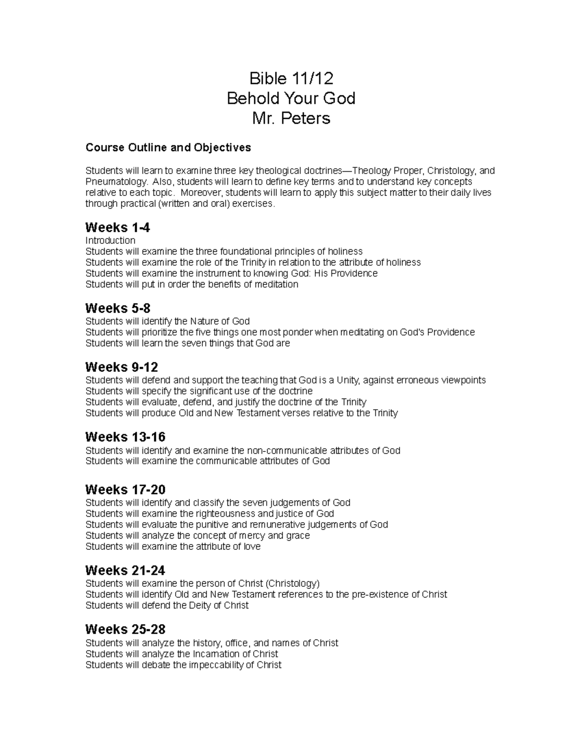 Behold-Your-God - God paper - Bible 11/ Behold Your God Mr. Peters ...