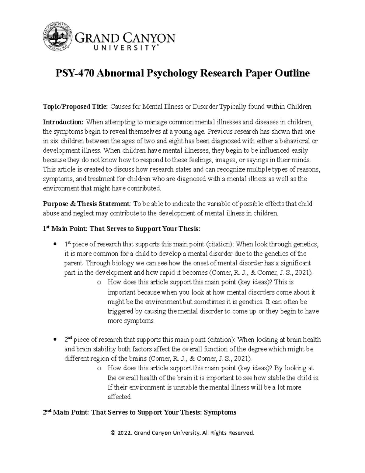 PSY470-RS-T3-Outline Template - PSY-470 Abnormal Psychology Research ...