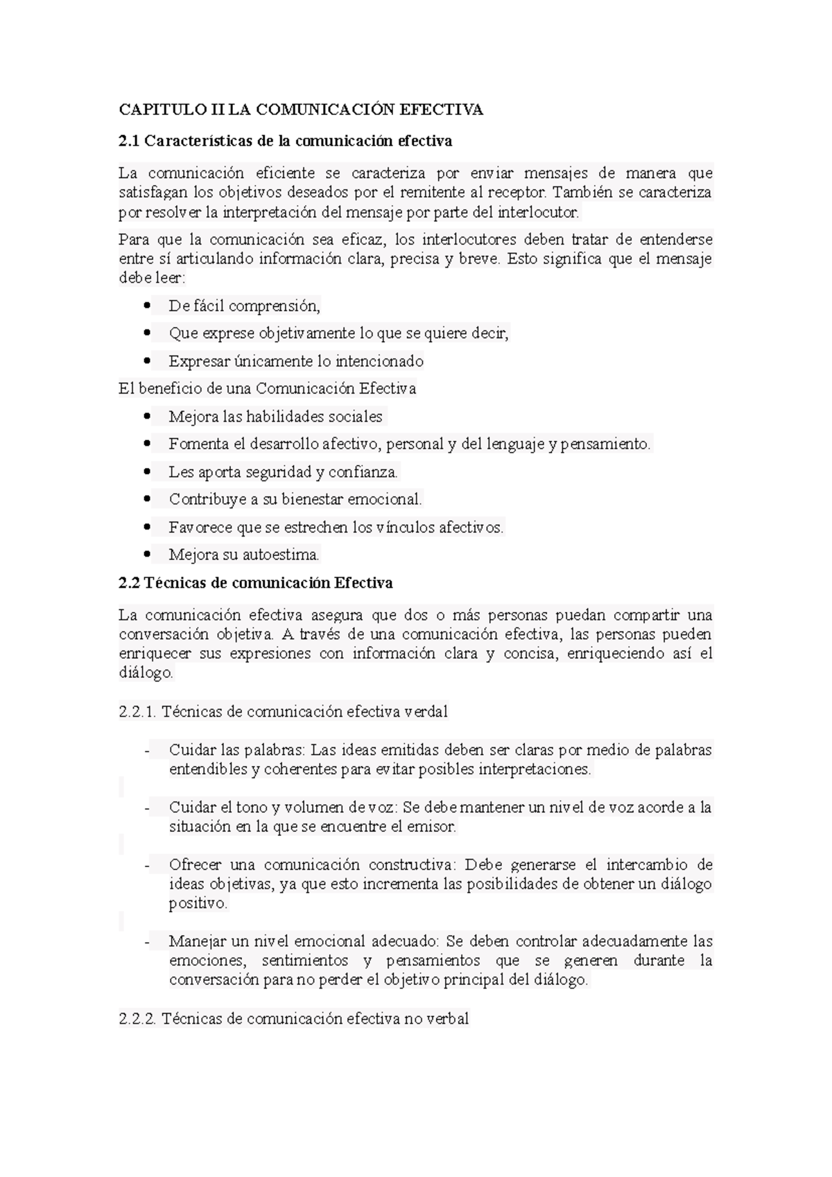 Capitulo II LA Comunicación Efectiva - CAPITULO II LA COMUNICACIÓN EFECTIVA 2 Características de ...