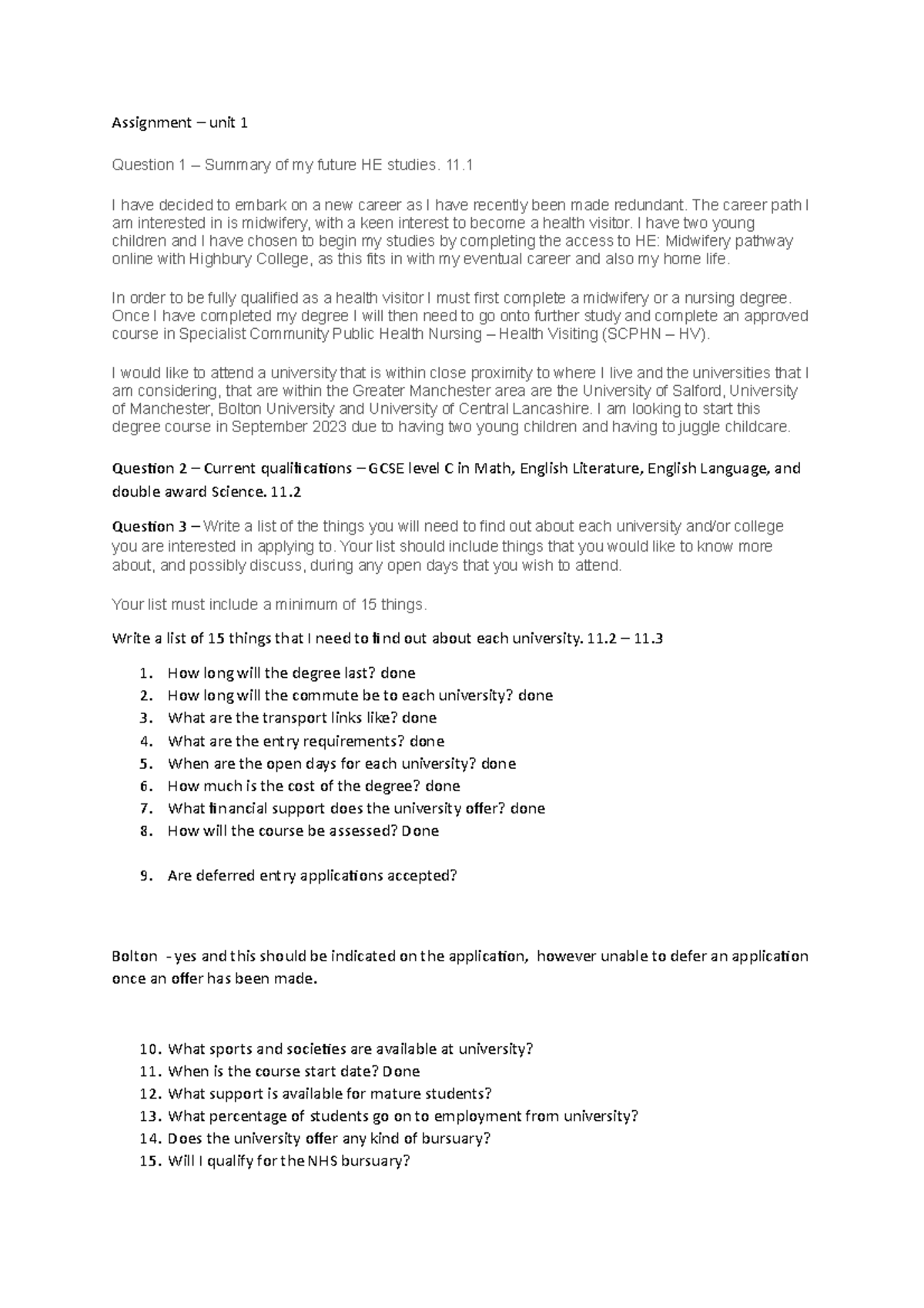 Assignment 1 - Achieved - Assignment unit 1 Question 1 Summary of my ...