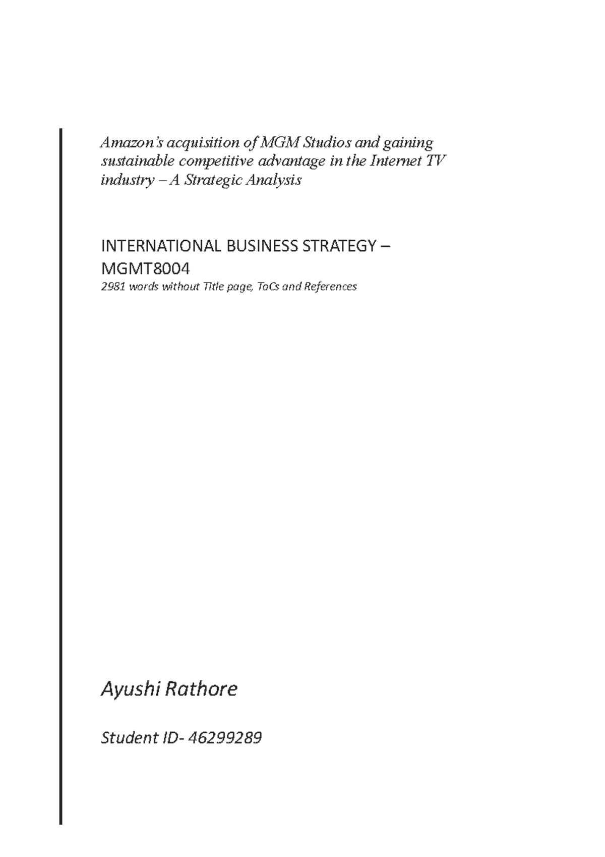 international business Case Study 1 - Ayushi Rathore Student ID ...