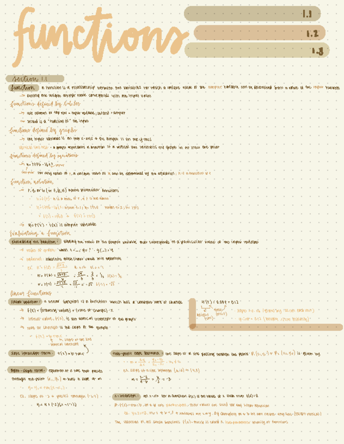 MATH106 Functions notes - functions l I section function . I i. I ...