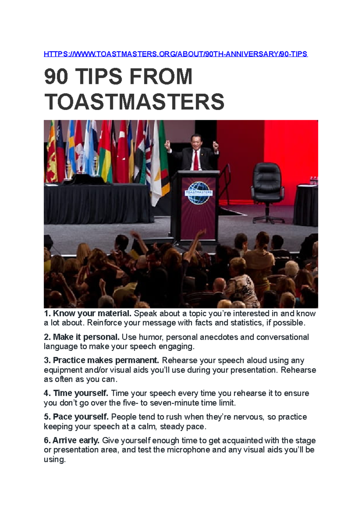(5) tips from Toastmasters - HTTPS:WWW.TOASTMASTERS/ABOUT/90TH ...