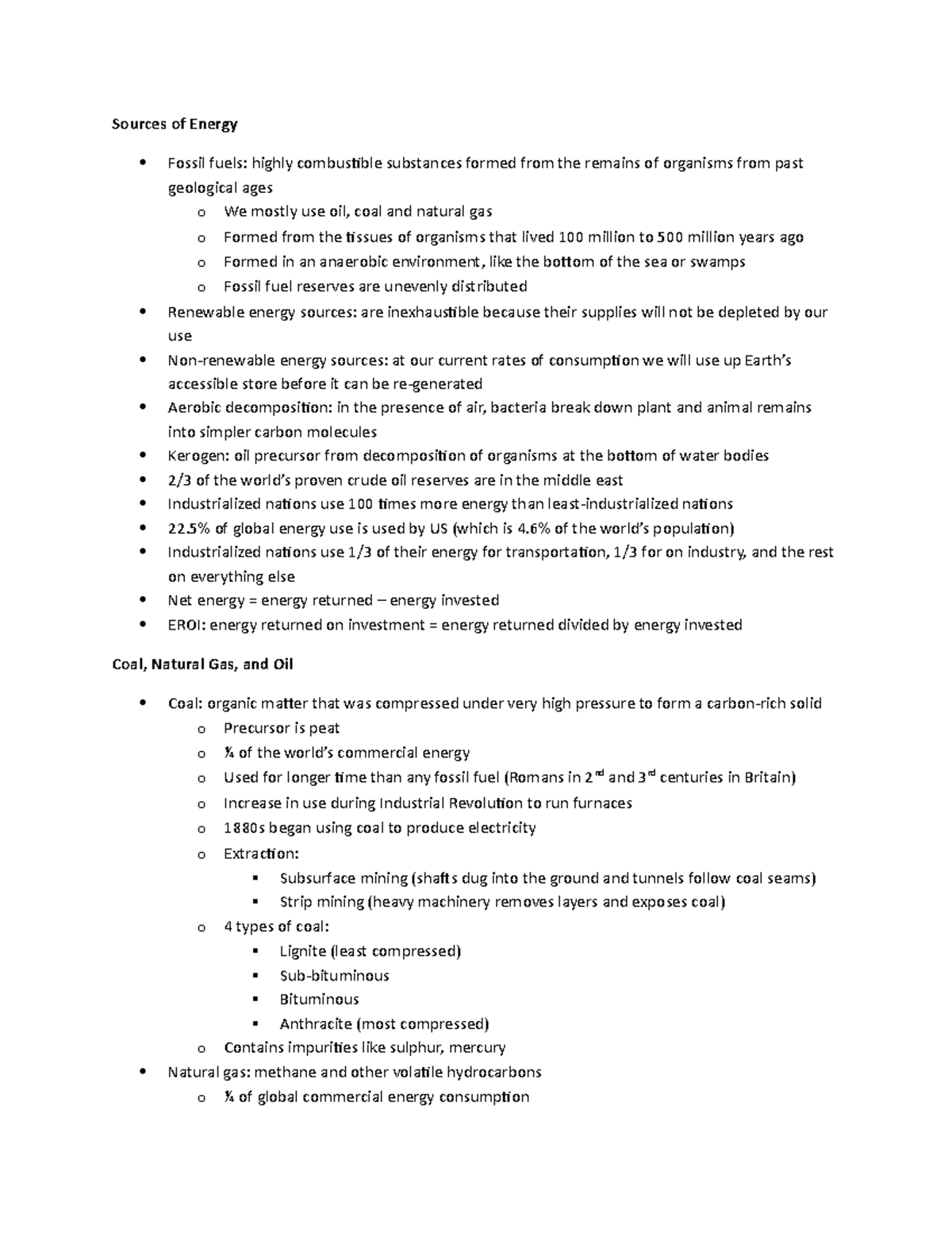 Chapter 12 notes - Sources of Energy Fossil fuels: highly combustible ...