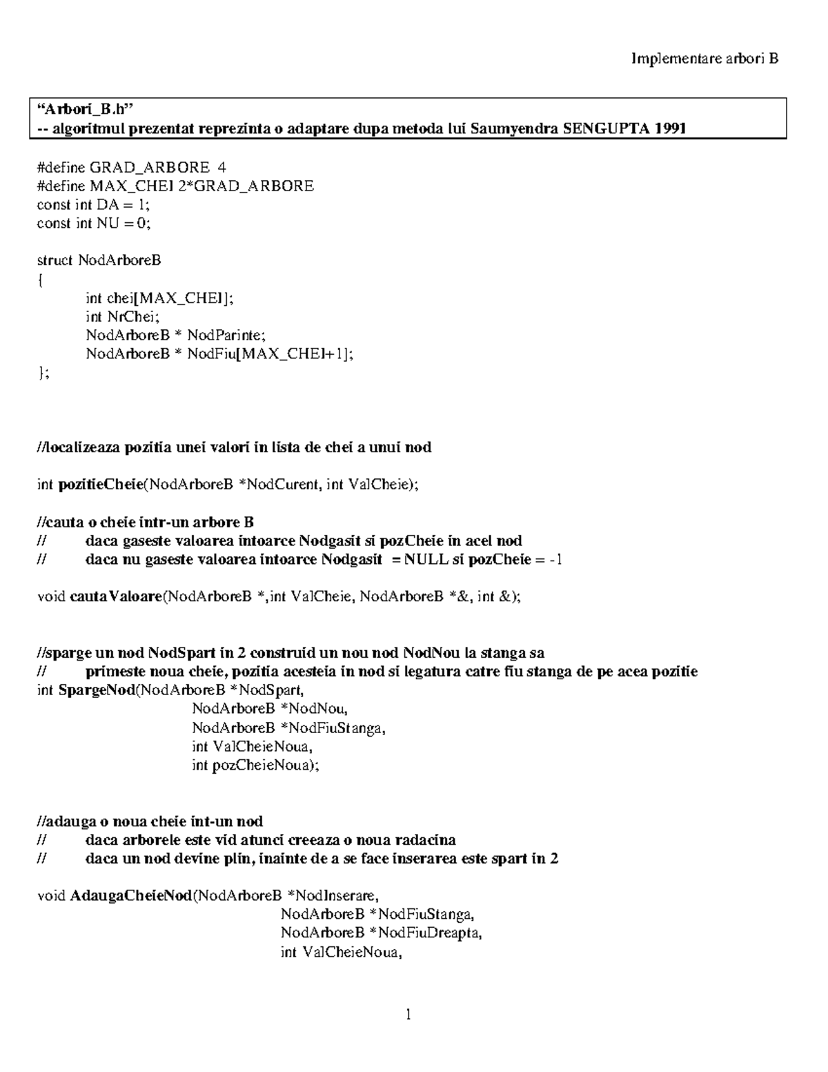 08 Implementare Arbori B - “Arbori_B” - algoritmul prezentat reprezinta ...