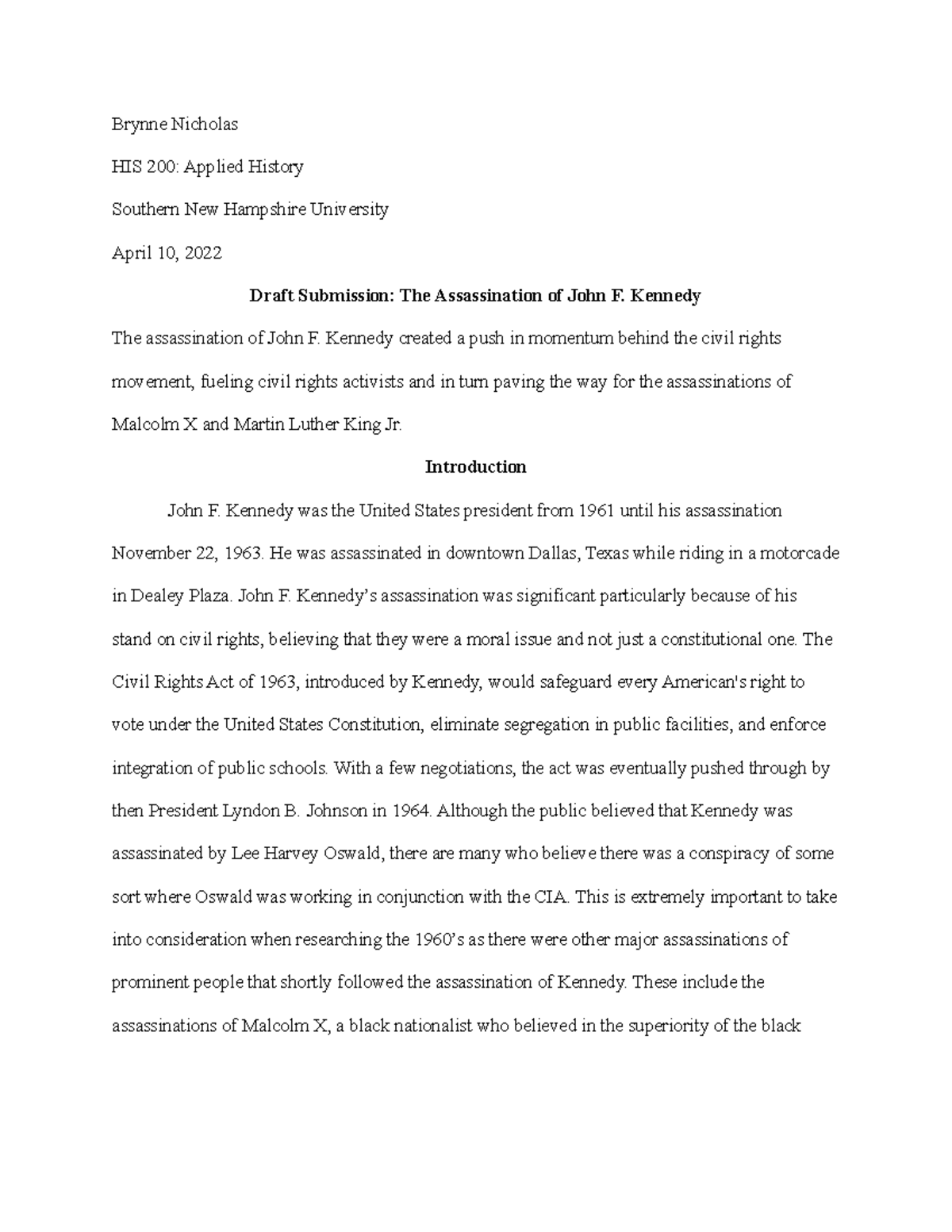 Module 6 Historical Analysis Essay Progress 2 - HIS 200 - SNHU - Studocu