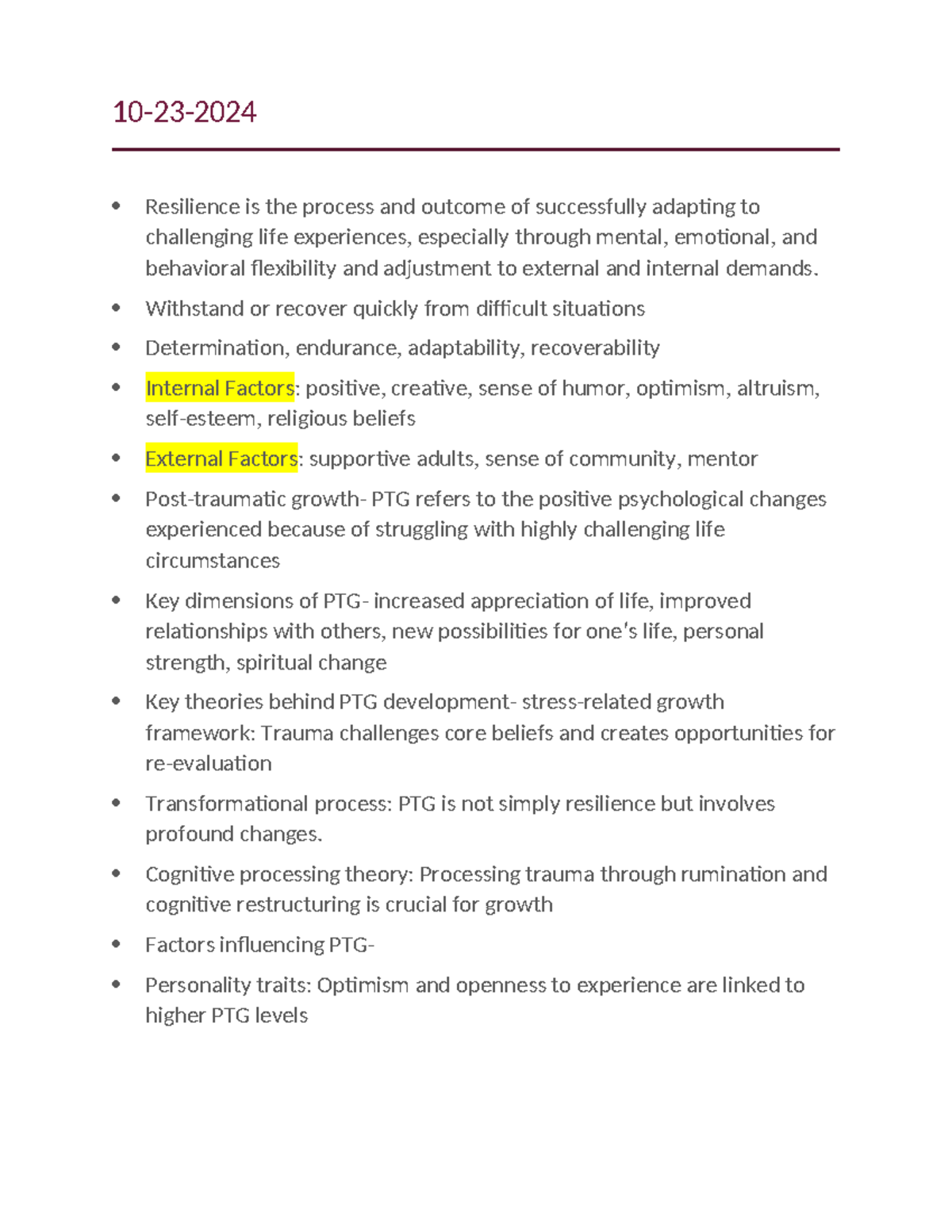 understanding trauma - 10-23- Resilience is the process and outcome of ...