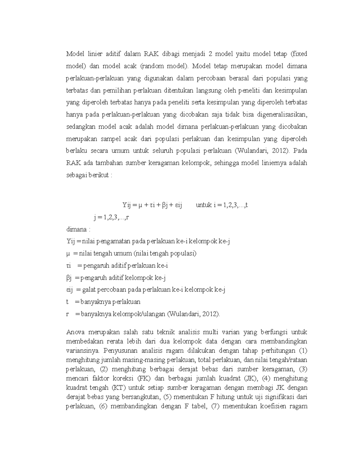 FILE Gabungan Laporan Senior-4 - Model linier aditif dalam RAK dibagi ...