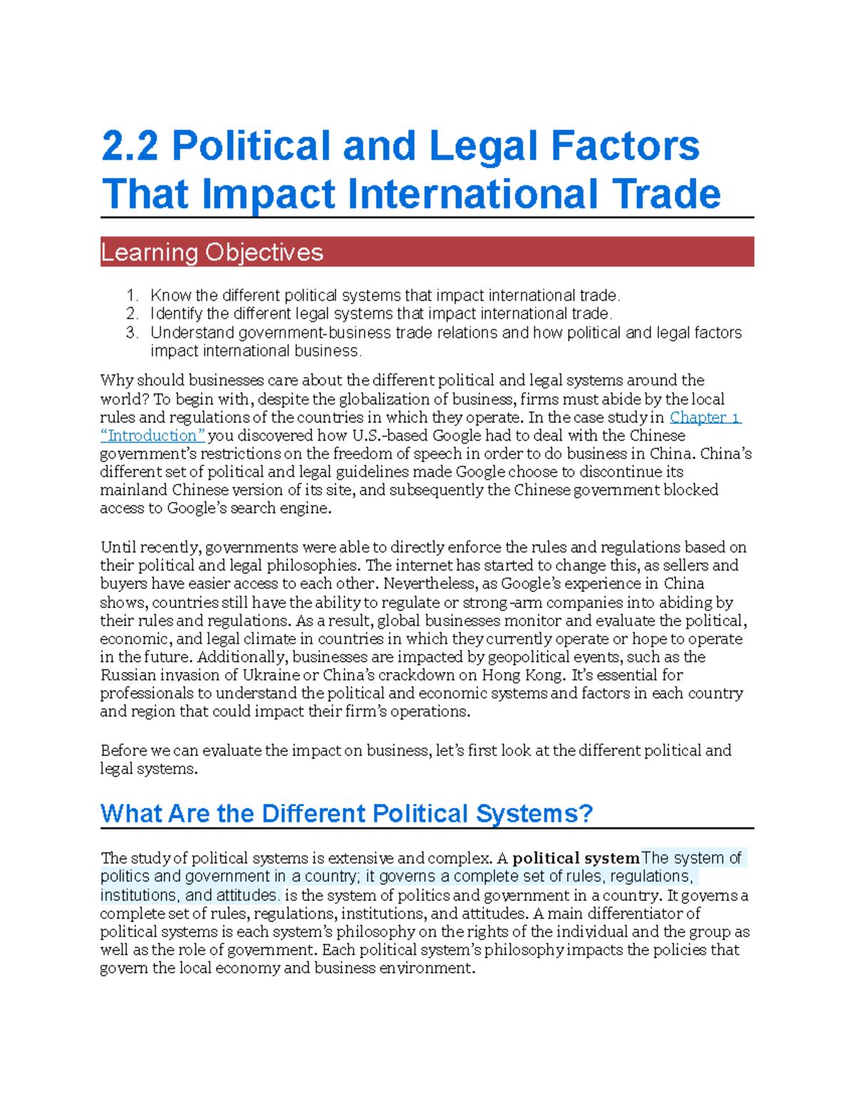 2.2 Political and Legal Factors That Impact International Trade - IB ...