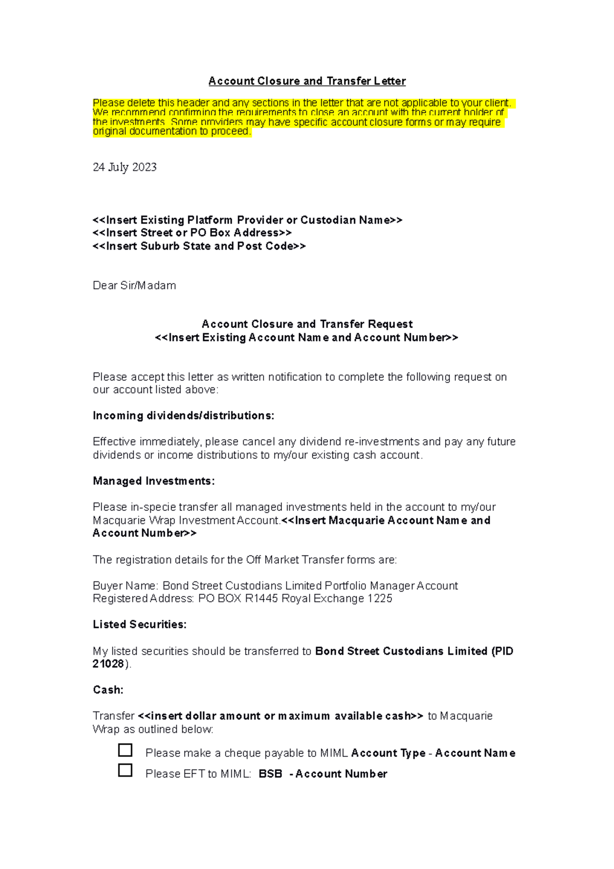 Wrap-ac-closure-letter-template march 13 - Insurance Law - Studocu