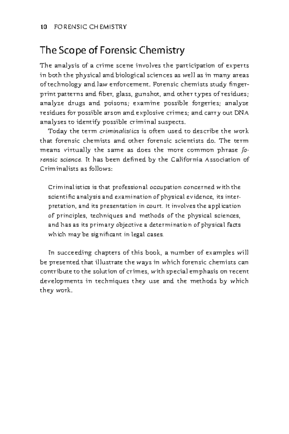 Forensic chemistry-4 - 10 FORENSIC CHEMISTRY The Scope of Forensic ...