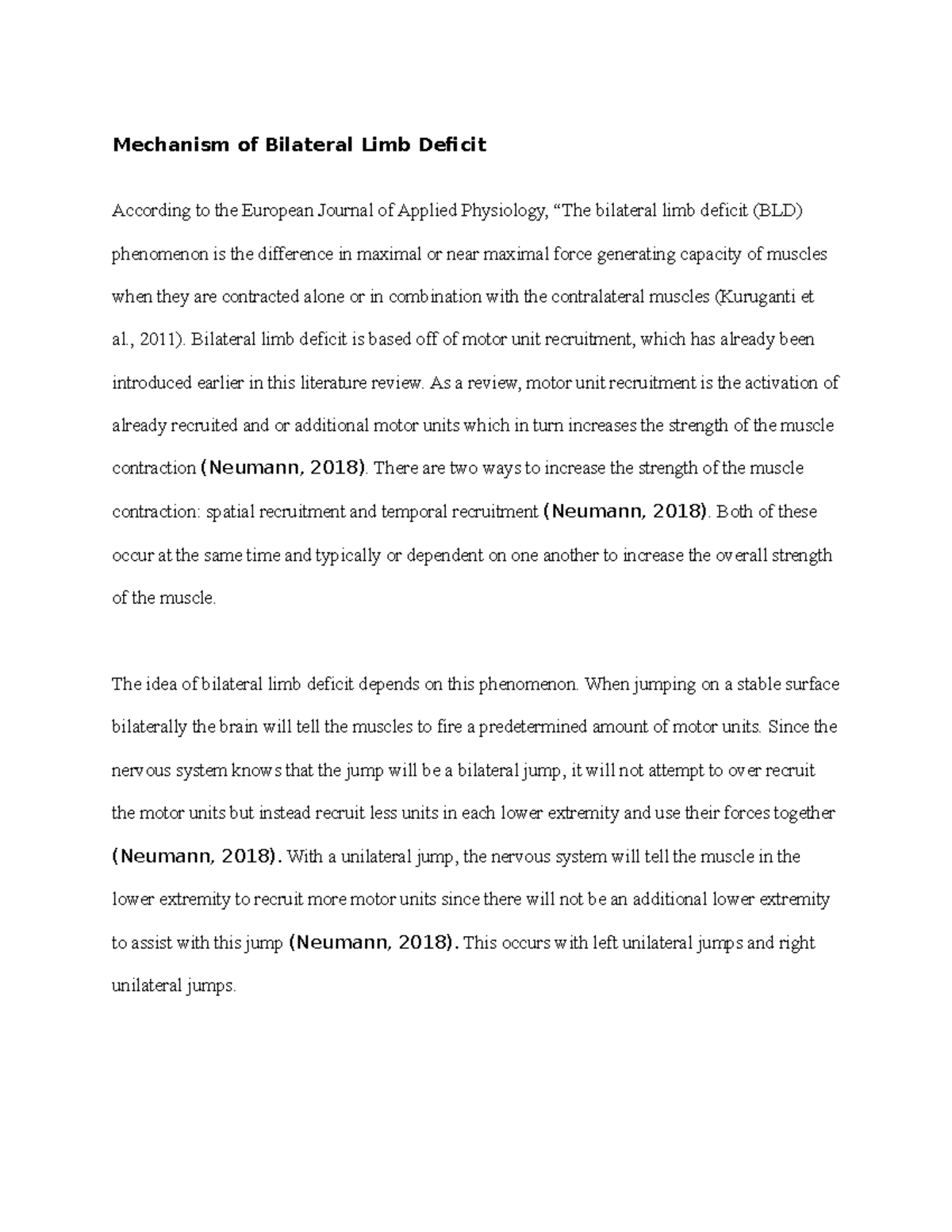 Mechanism of Bilateral Limb Deficit - Mechanism of Bilateral Limb ...