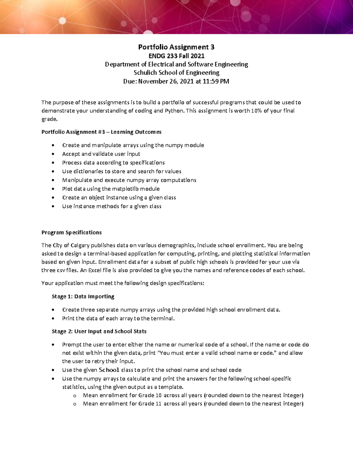 ENDG233F21 Portfolio Assign 3 - Portfolio Assignment 3 ENDG 233 Fall ...