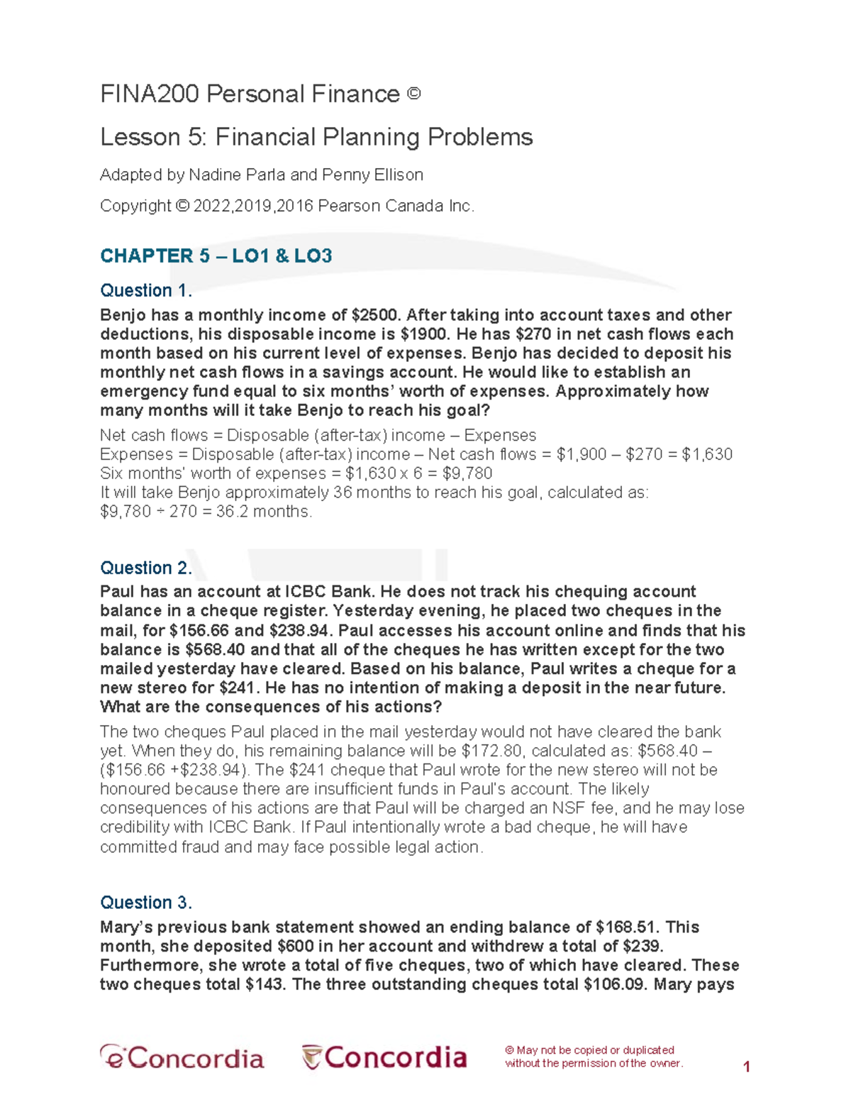 L5 Financial Planning Problem - © May not be copied or duplicated ...