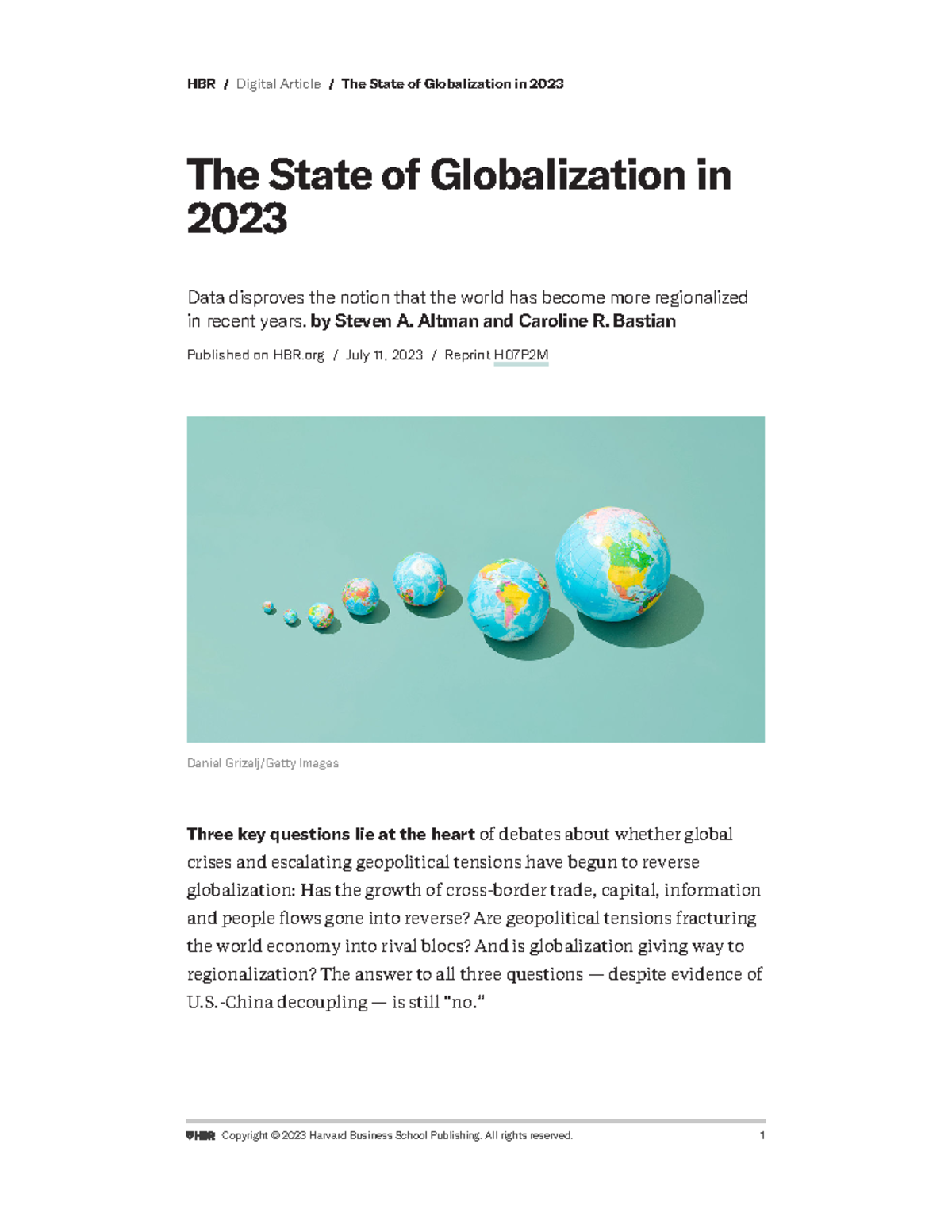 The State of Globalization in 2023 Altman Caroline - The State of ...