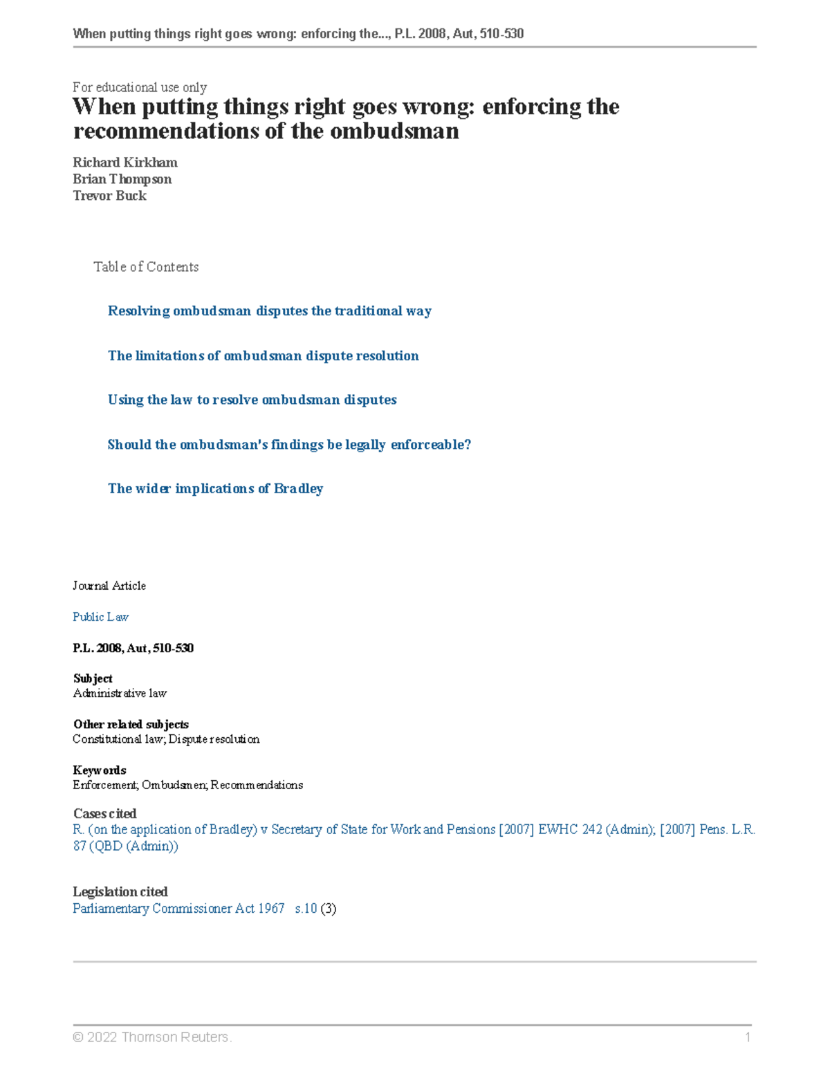 When putting things right goes wrong enforcing the recommendations of ...