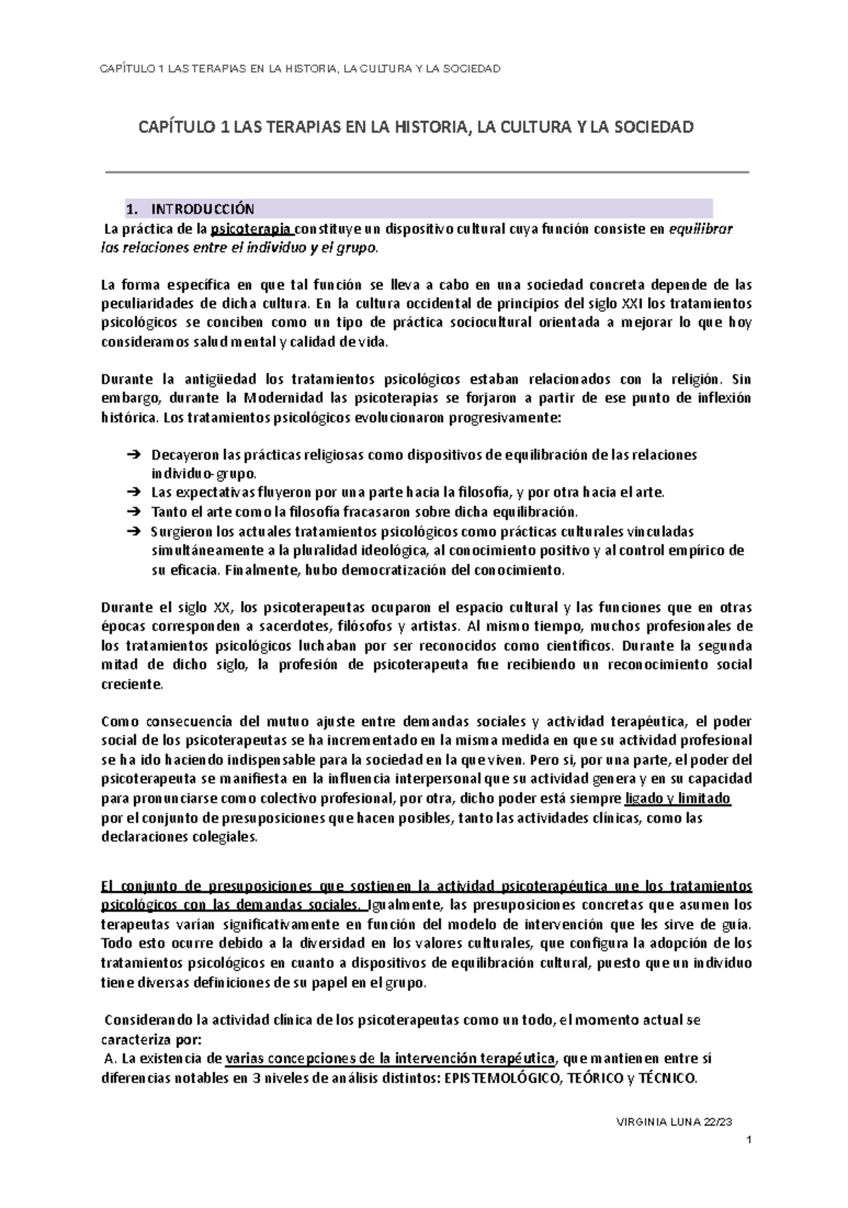 Resumen T Psicodinamicos 23-24 Vluna y Enbeneca - CAPÍTULO 1 LAS ...