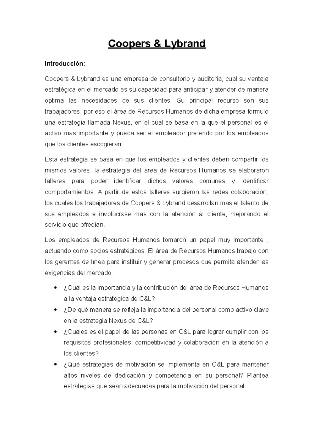 Coopers- Recursos Humanos - Coopers & Lybrand Introducción: Coopers ...