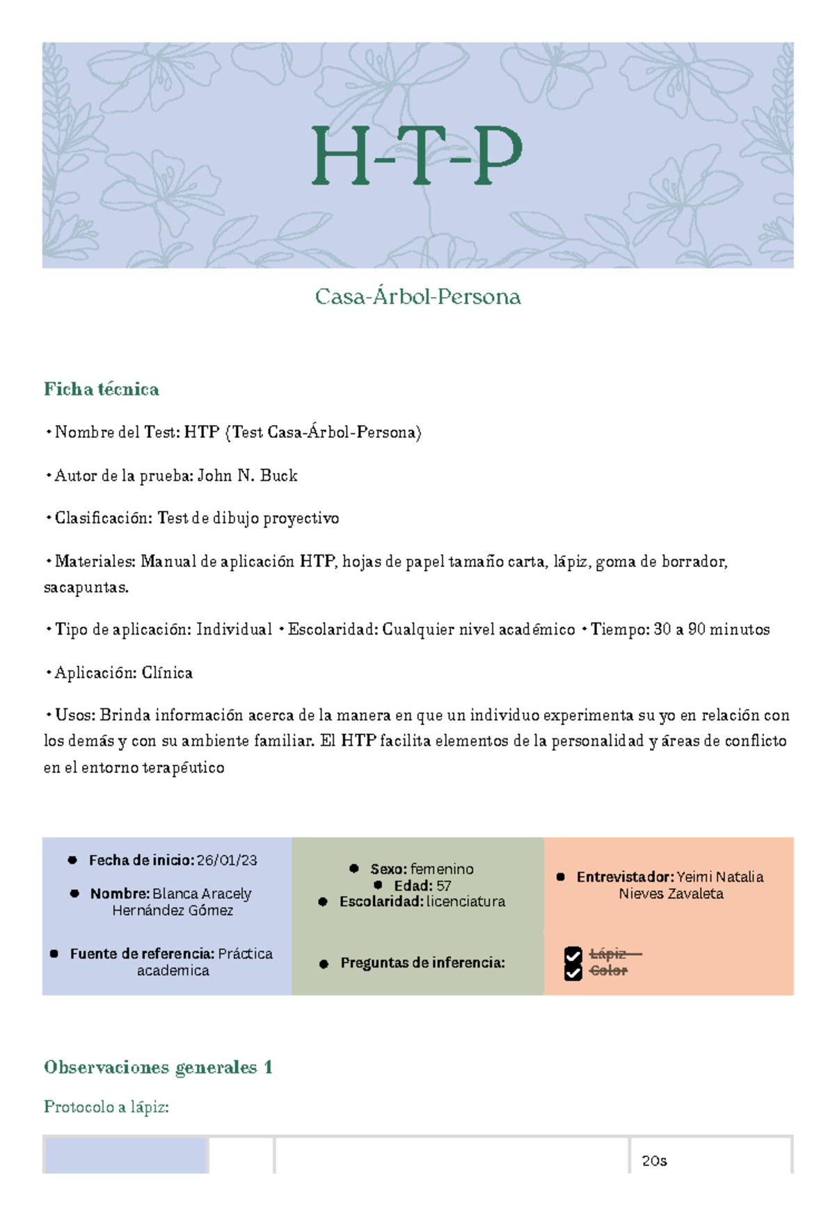 Copia 1 htp - Casa-Árbol-Persona Ficha técnica •Nombre del Test: HTP ...