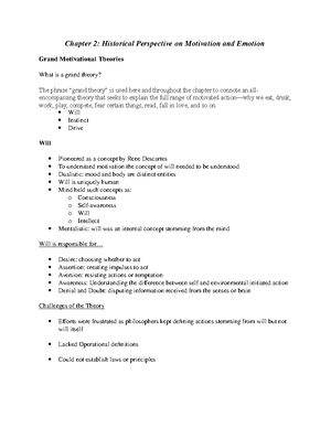 Chapter 1 - Textbook notes. - Understanding Motivation and Emotion ...