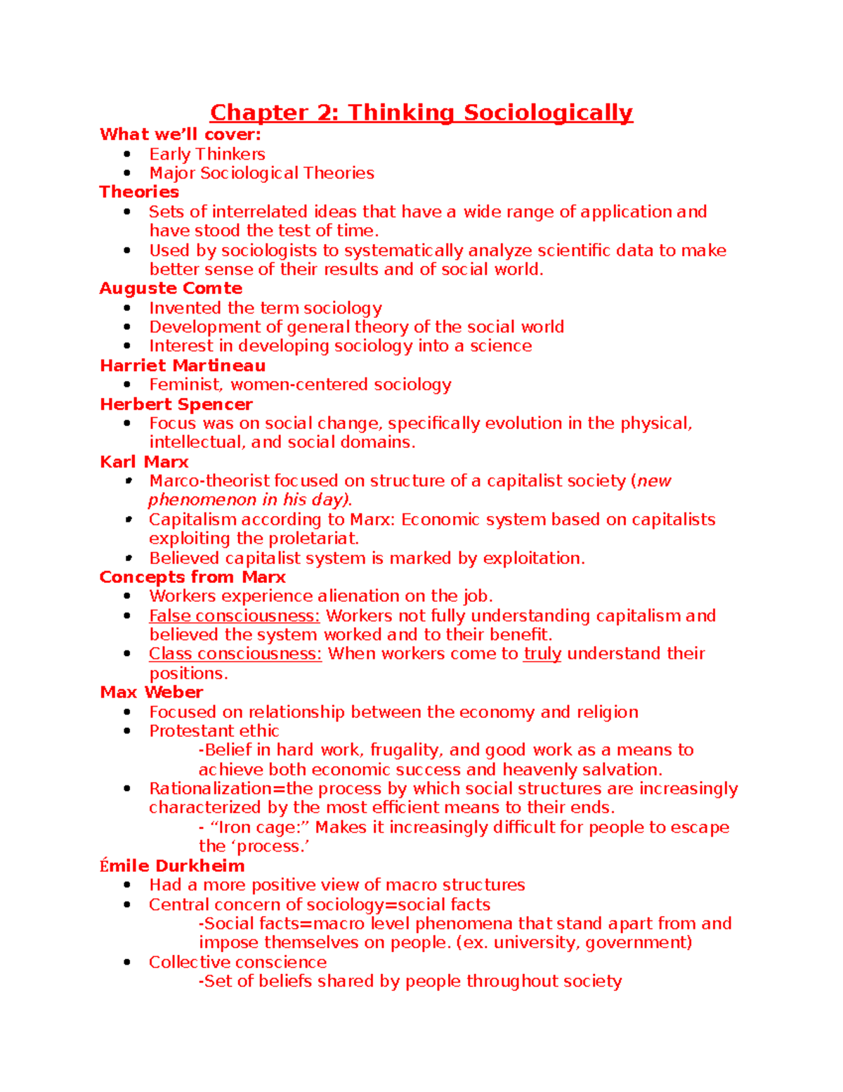 Chapter 2 Notes Sociology - Chapter 2: Thinking Sociologically What ...
