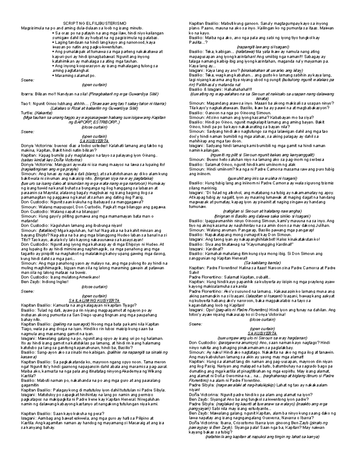 Script Ng El Filibusterismo - SCRIPT NG EL FILIBUSTERISMO Magsisimula ...
