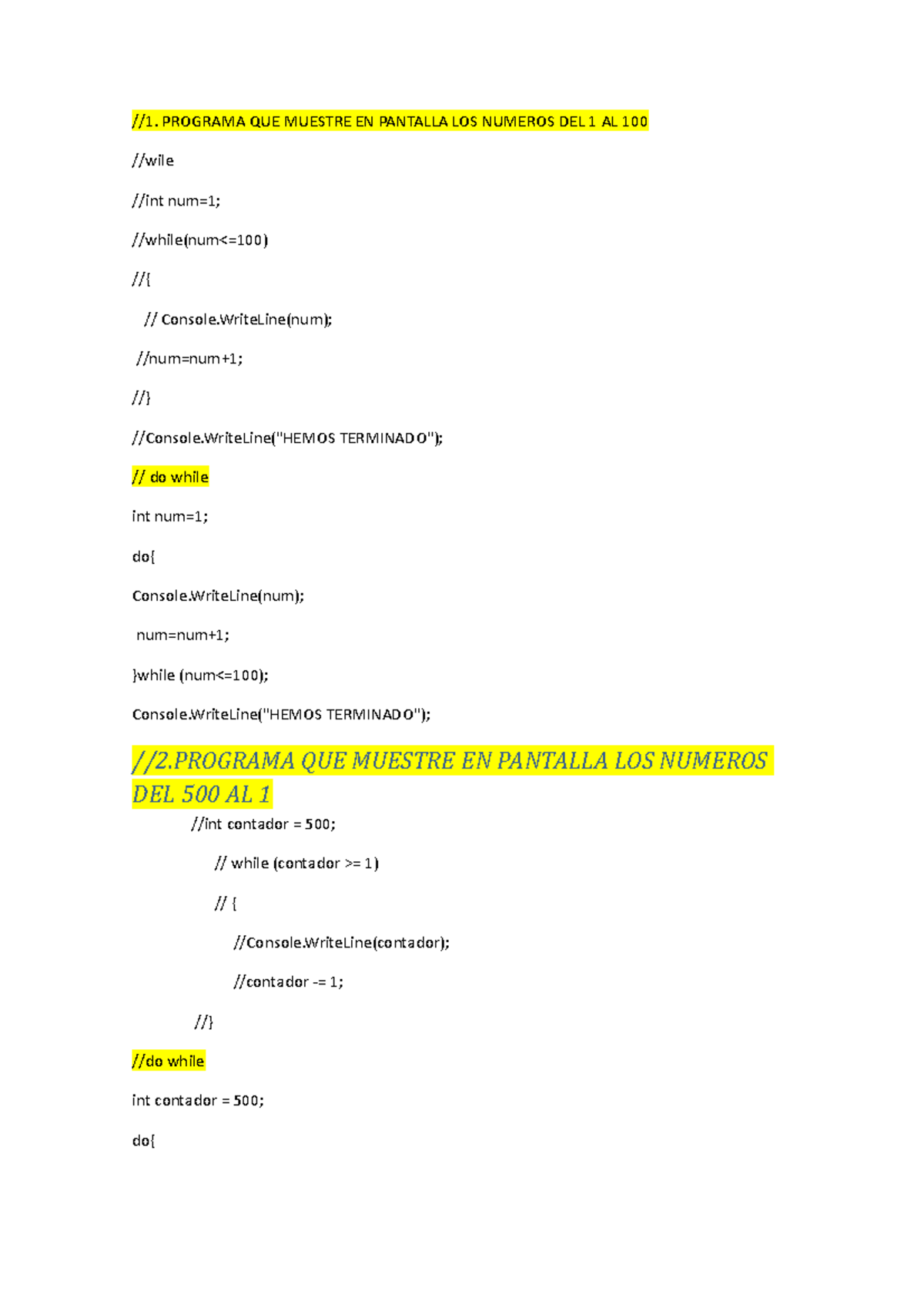 Tarea 6 programacionnnn - //1. PROGRAMA QUE MUESTRE EN PANTALLA LOS ...