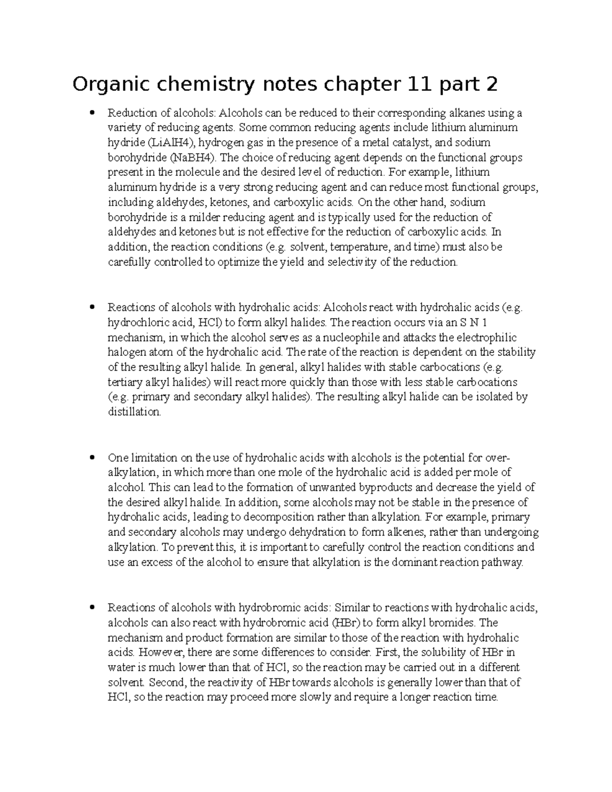 Organic chemistry notes chapter 11 part 2 - Some common reducing agents ...