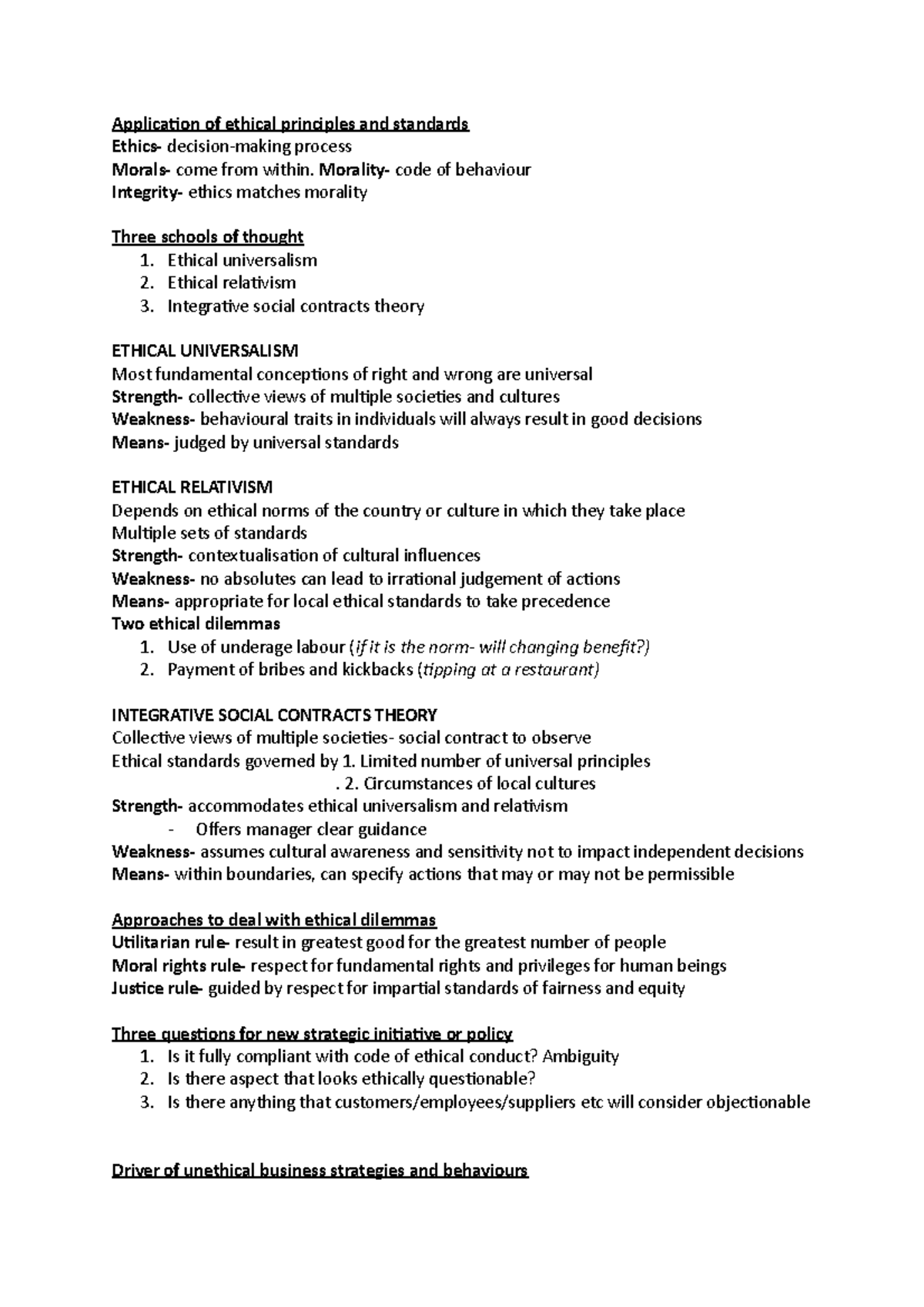 Block 8 Notes - Application of ethical principles and standards Ethics ...