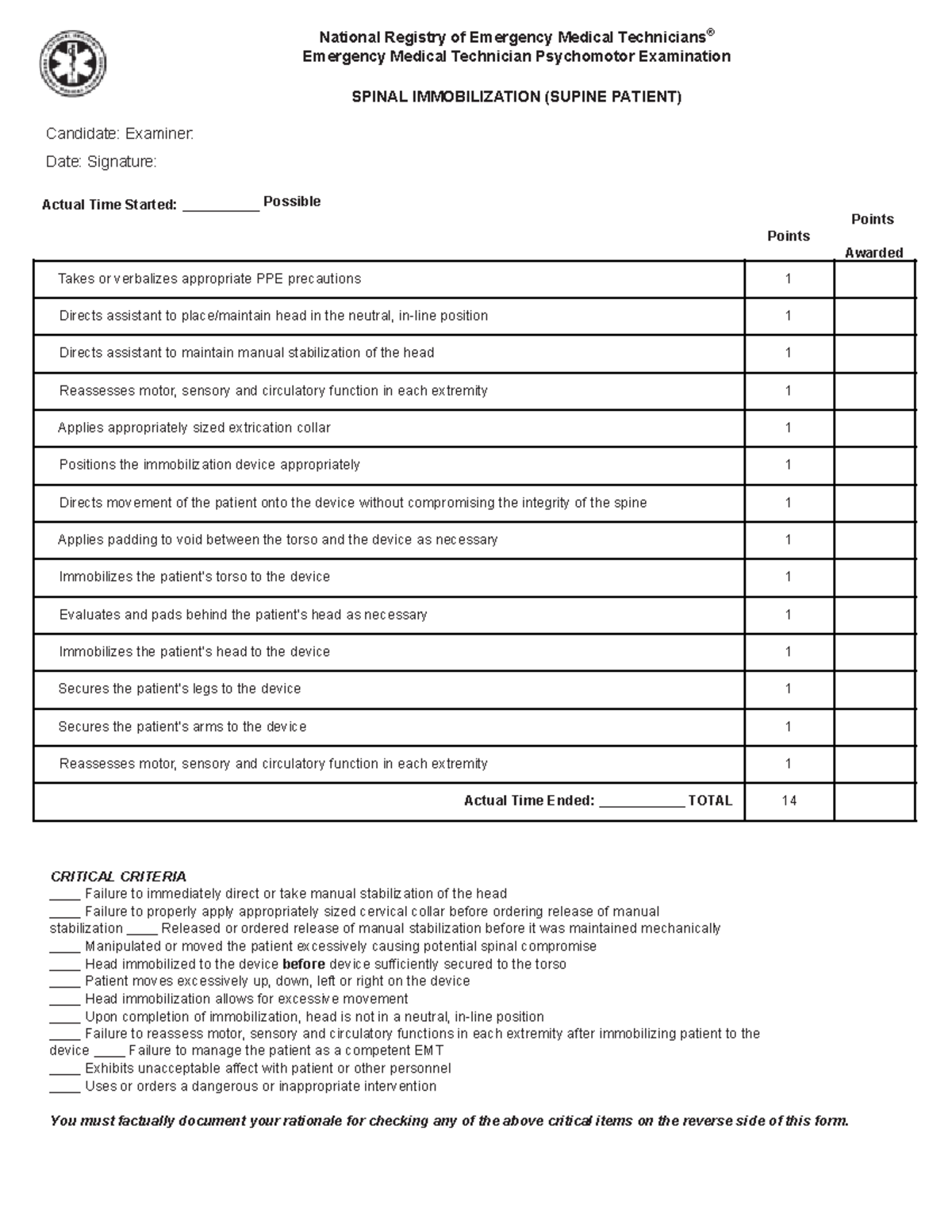 Spinal immobilization supine - National Registry of Emergency Medical ...