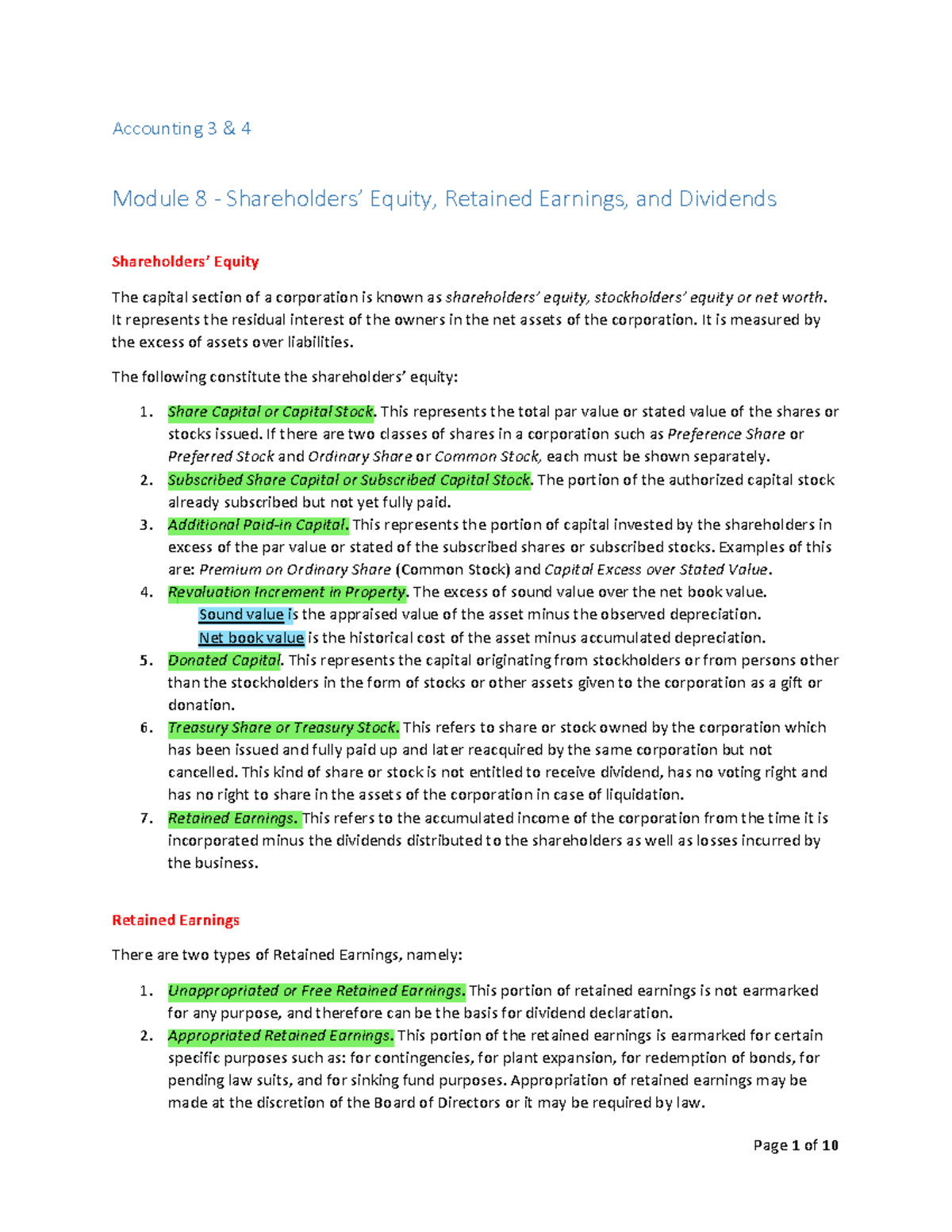 Accounting 3 4 Module 8 - Prof. Arganda - Accounting 3 & 4 Module 8 ...