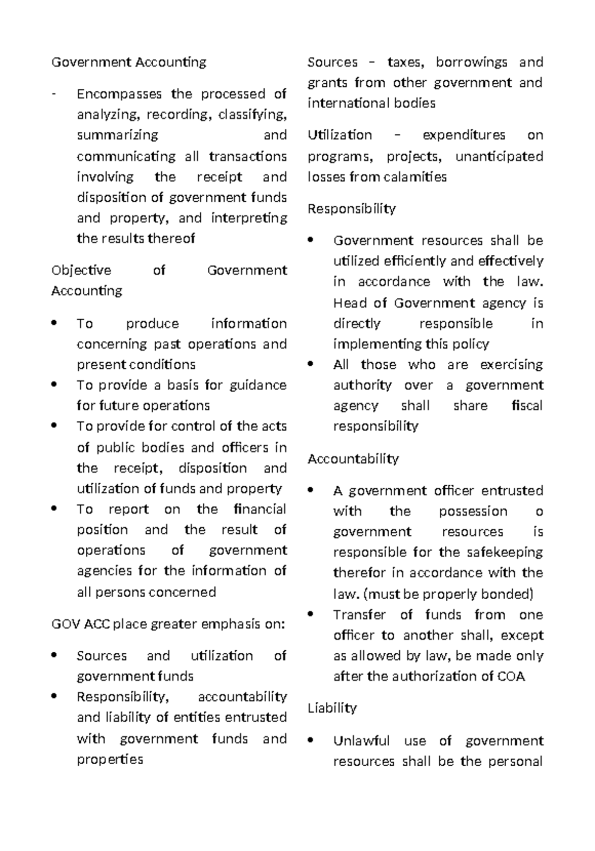 GOV 3 - Government Accounting Encompasses the processed of analyzing ...