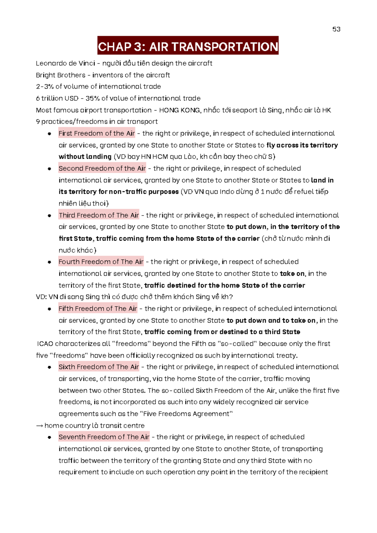 Note Chap 3 Air Transportation - CHAP 3: AIR TRANSPORTATION Leonardo de ...