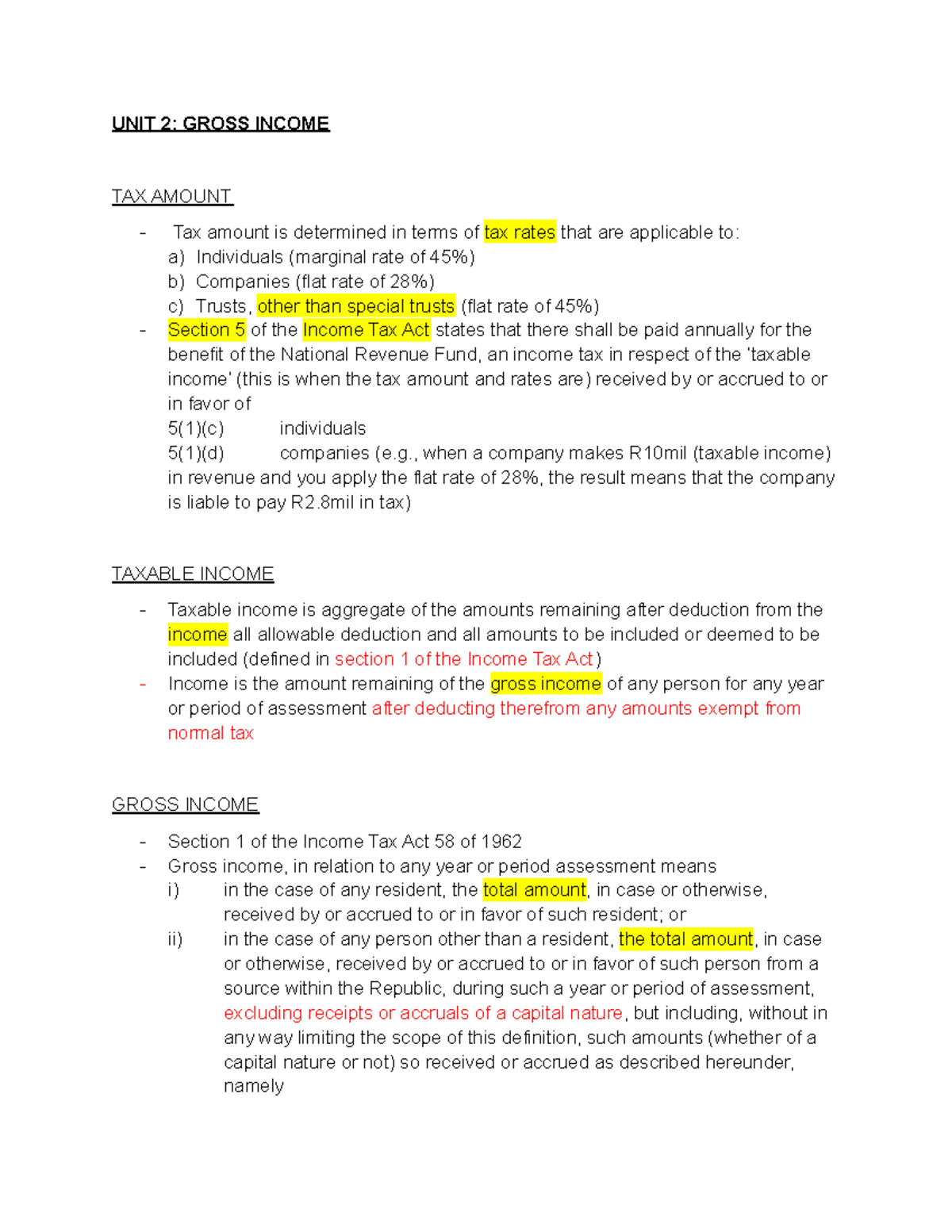 TAX UNIT 2: the elements of gross income - UNIT 2: GROSS INCOME TAX ...
