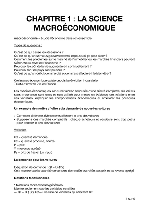Macro-économie L1 - MACRO ÉCONOMIE Paul Maarek : paul@u-paris2 Livre : introduction à la - Studocu