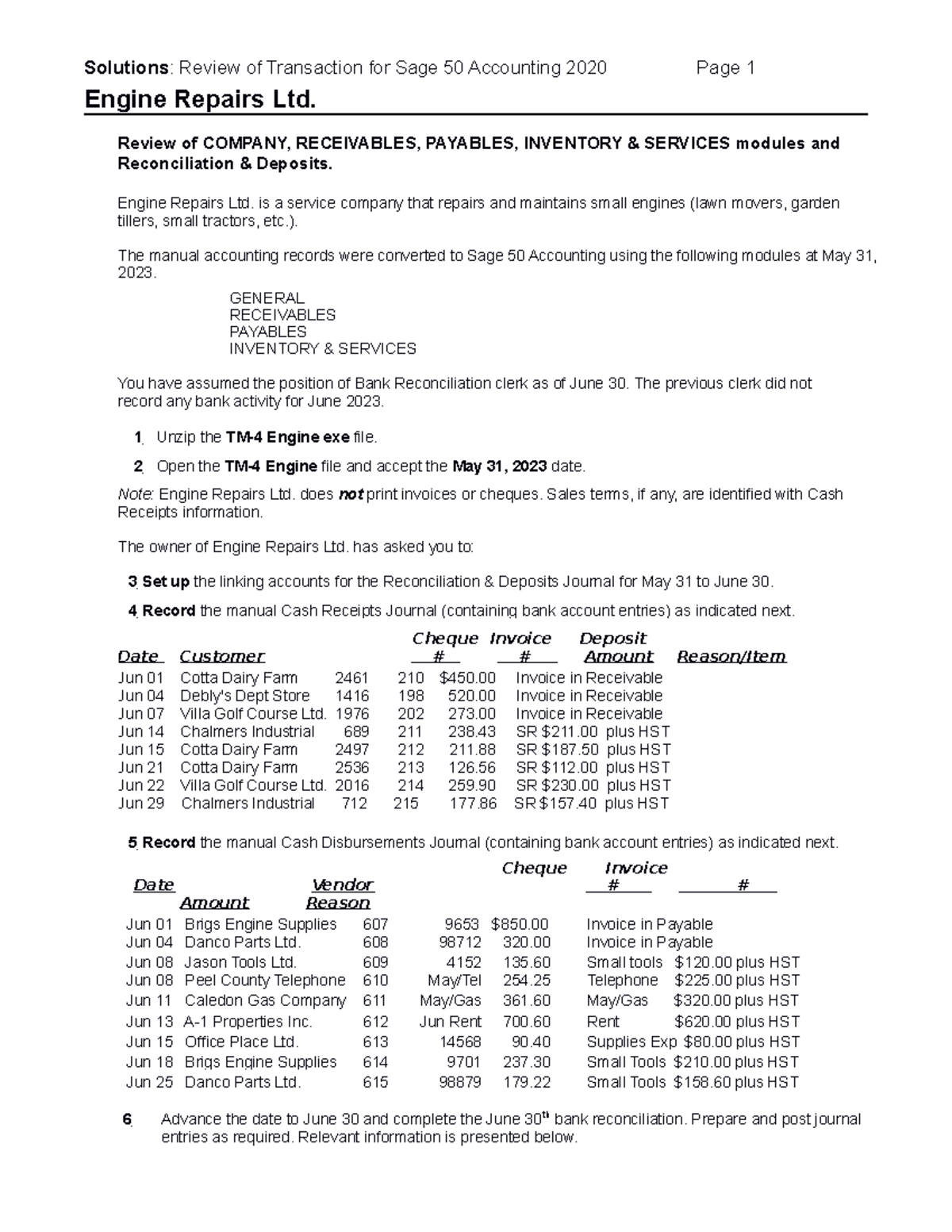 Sage Project Instructions - Solutions: Review of Transaction for Sage ...