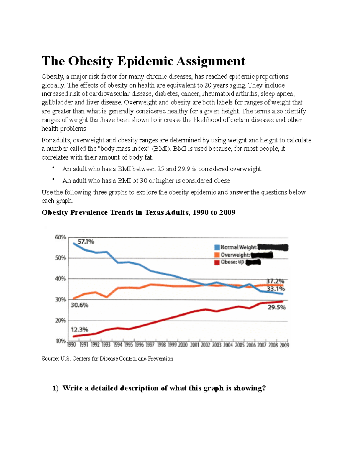 Obesity trends assignment - The Obesity Epidemic Assignment Obesity, a ...