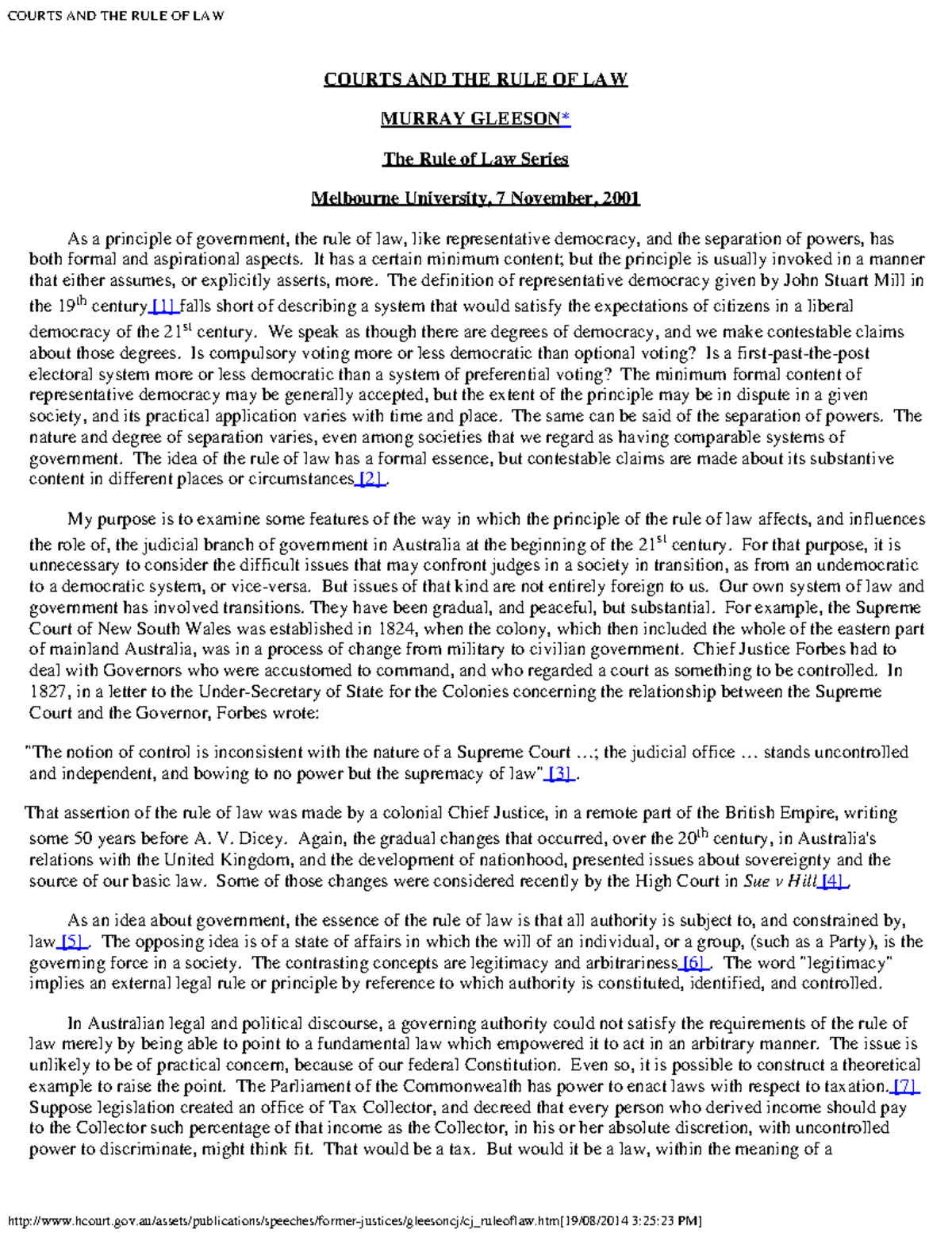 Murray Gleeson - Rule of Law - COURTS AND THE RULE OF LAW MURRAY ...