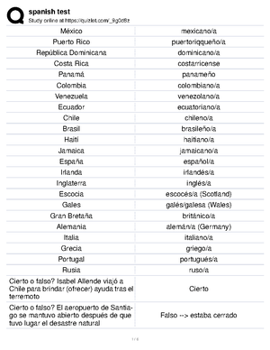 Cierto o Falso Lección 2 Taller de escritura 2A - 2A vocab Study online ...