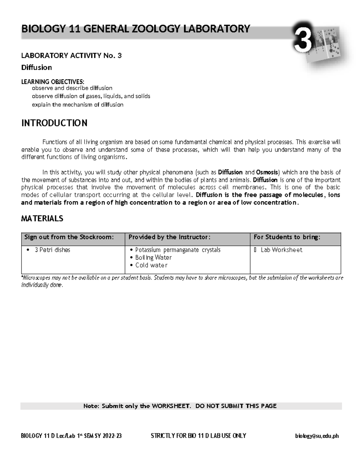 Lab Ex 3 Diffusion PDF - just an activity paper - BIOLOGY 11 D Lec/Lab 1 st SEM SY 2022- 23 ...