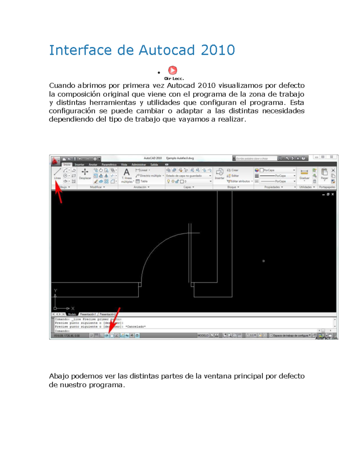 Interface de Autocad 2010 - Interface de Autocad 2010 Oir Lecc. Cuando ...