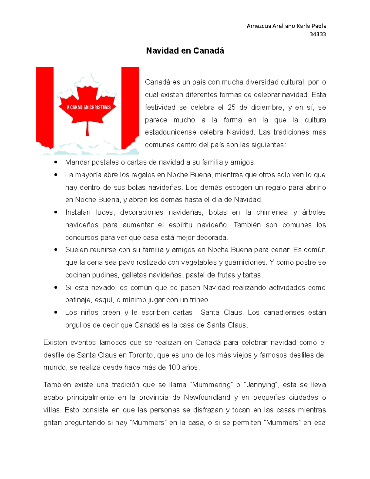 Navidad en Canadá - Nota: 100 - Amezcua Arellano Karla Paola Navidad en ...