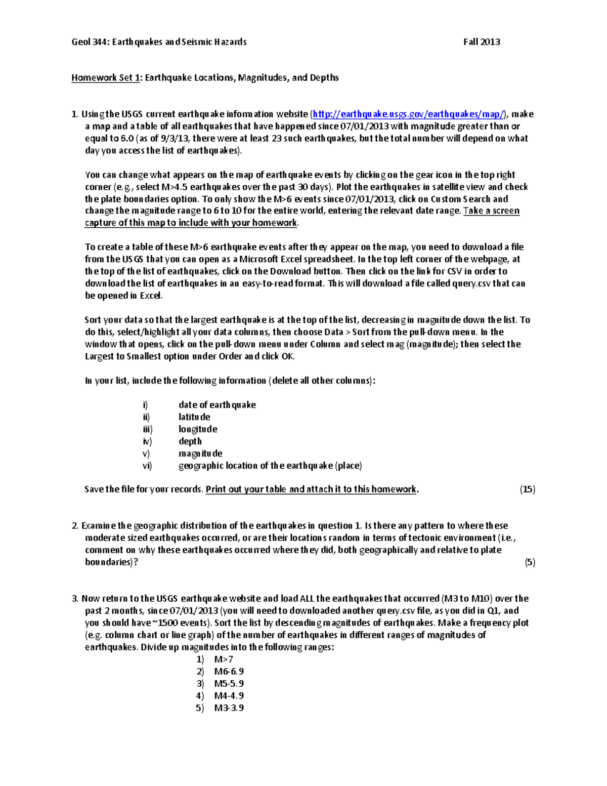 Earthquakes and Seismic Hazards - Homework 1 - Geol 344: Earthquakes ...