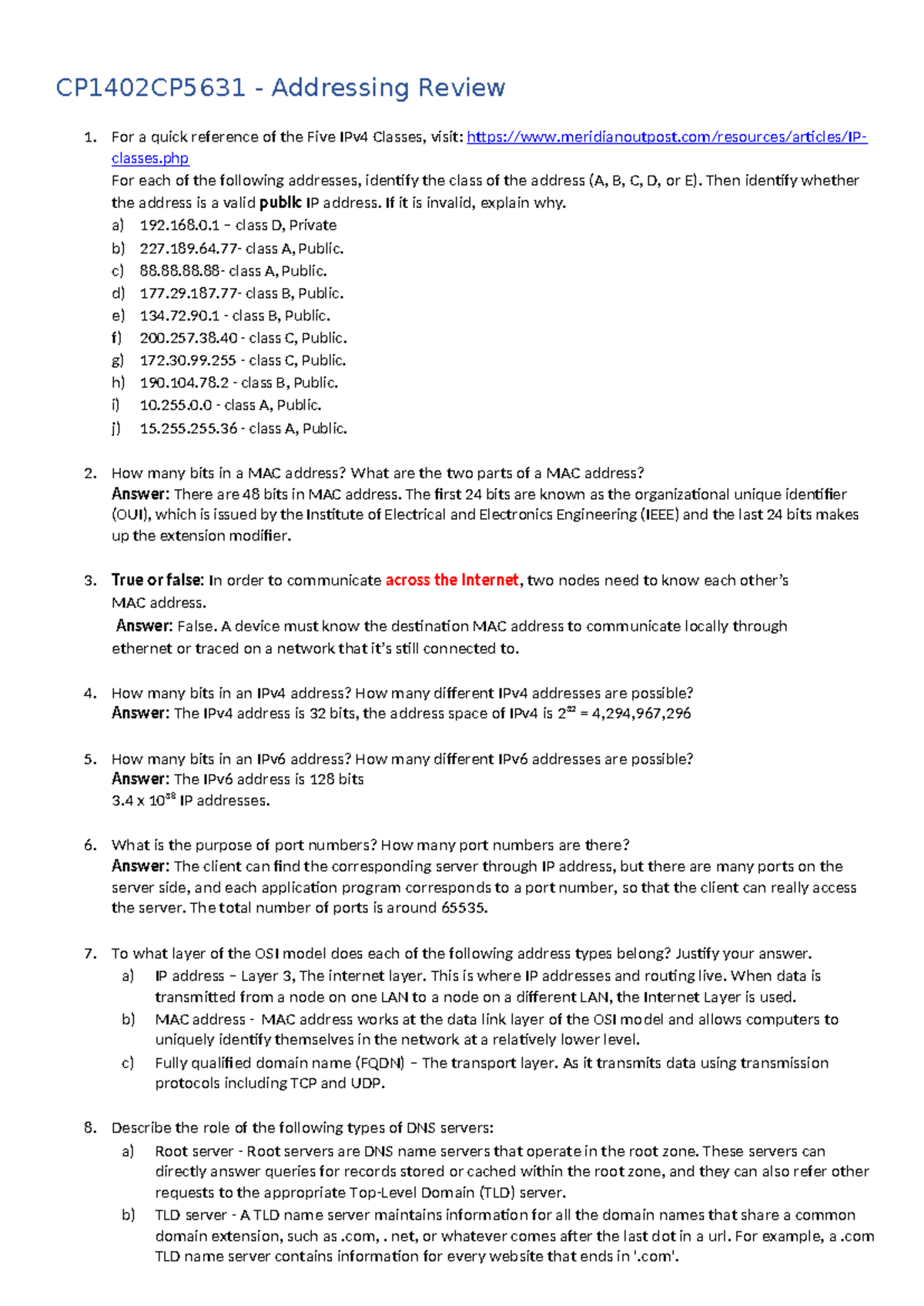 CP1402 CP5631 Week 05 Prac - Addressing Review and Hands On activity ...