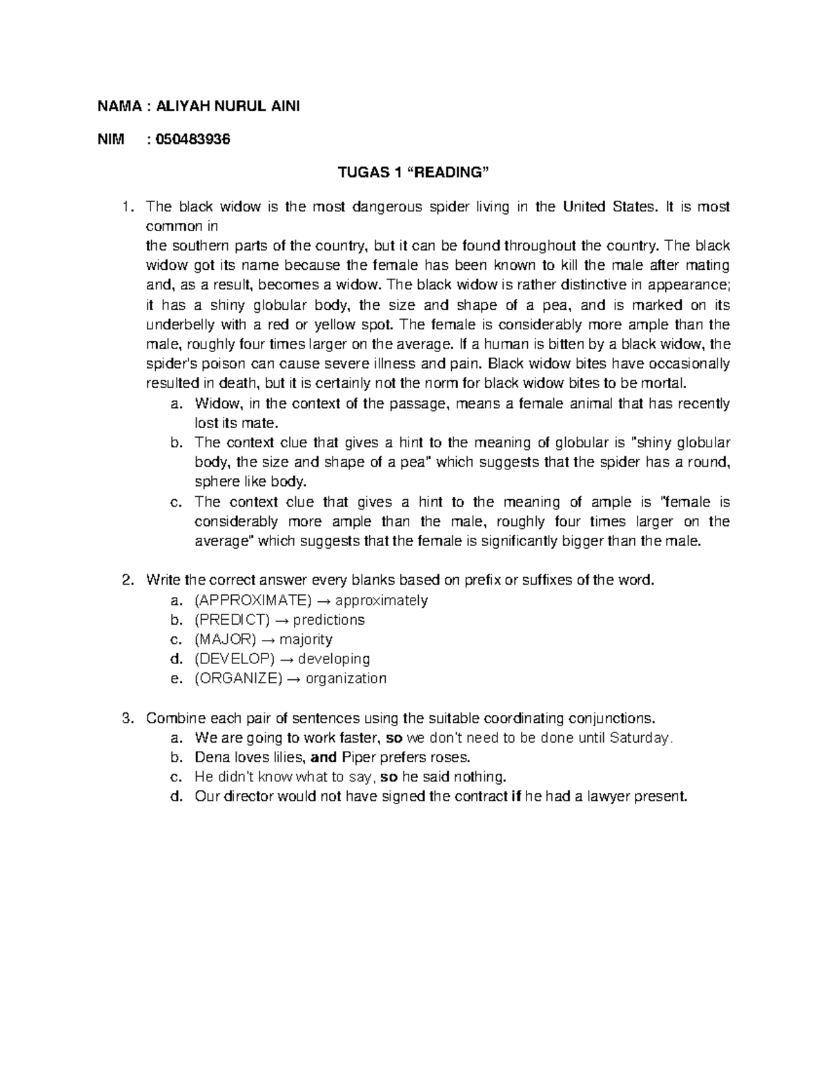 Tugas 1 “ Reading” - none - NAMA : ALIYAH NURUL AINI NIM : 050483936 TUGAS 1 “READING” The black ...