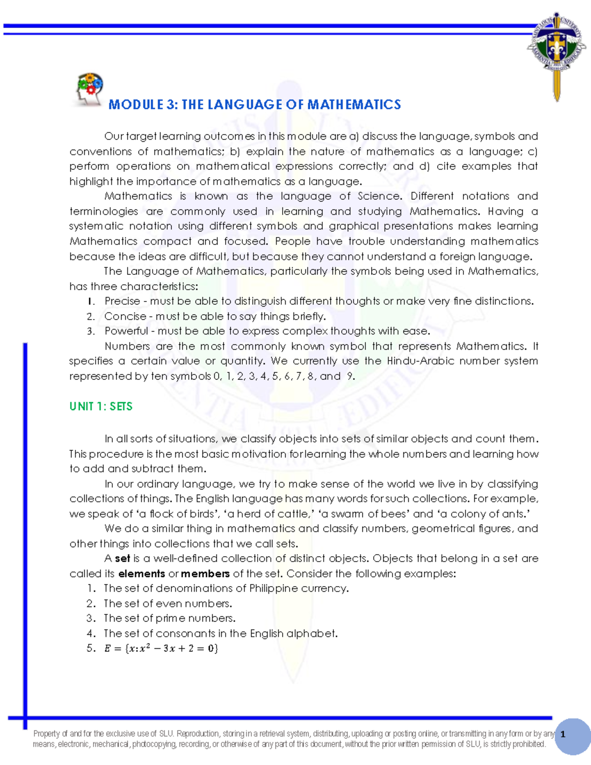 Module 3 - GMATH - Property of and for the exclusive use of SLU ...